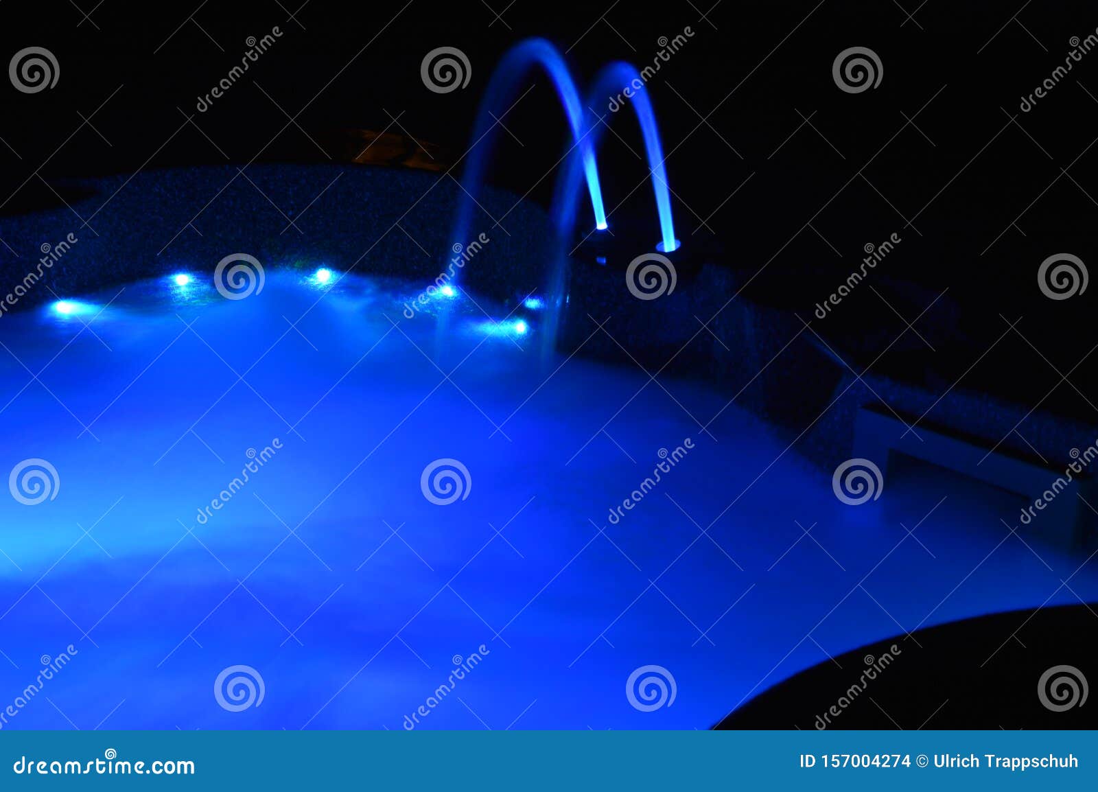 A Spa with Interior Lighting at Night Stock Photo - Image of luminous ...