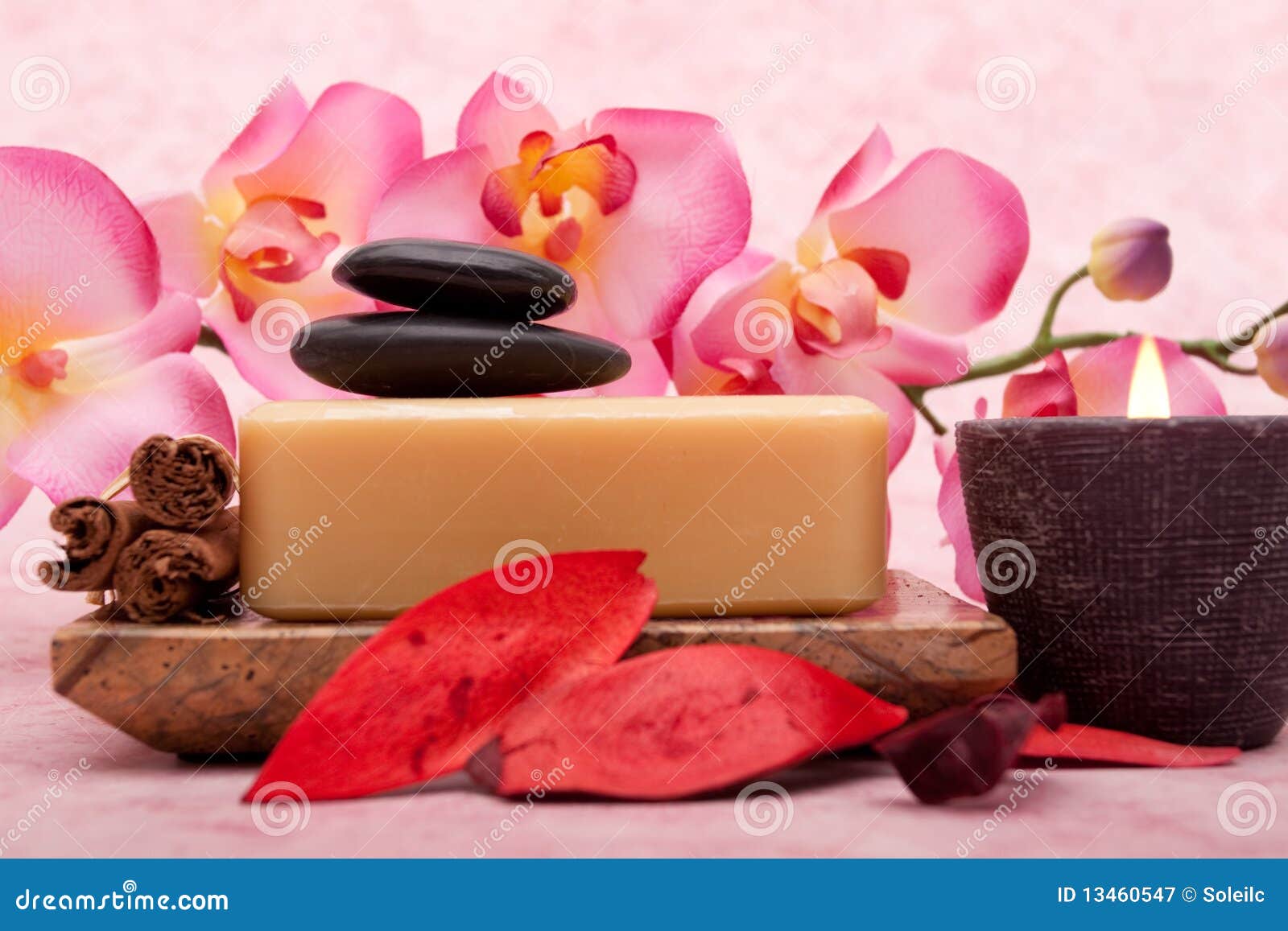 Spa items stock image. Image of orchid, flower, rock - 13460547