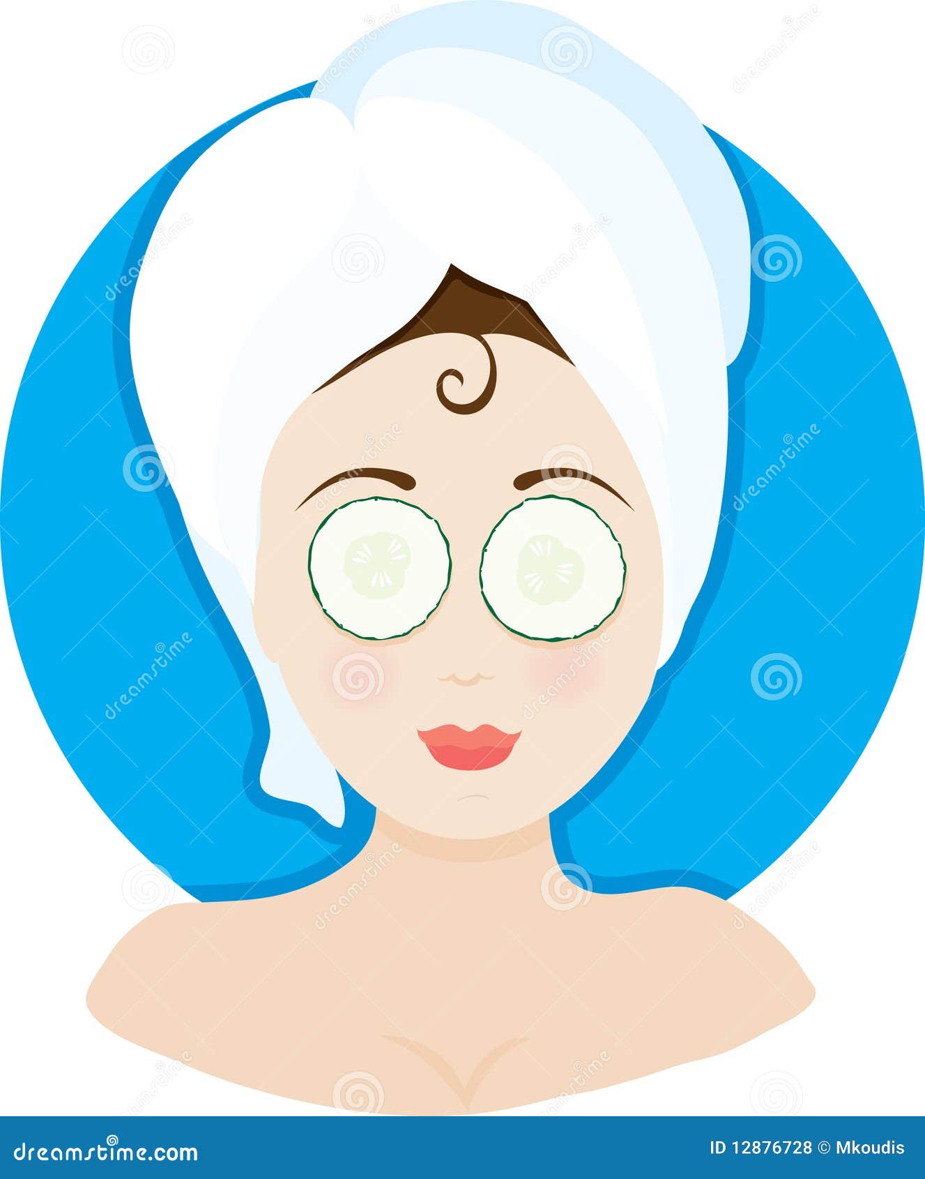 Spa Lady Cucumbers stock vector. Illustration of eyebrows - 12876728