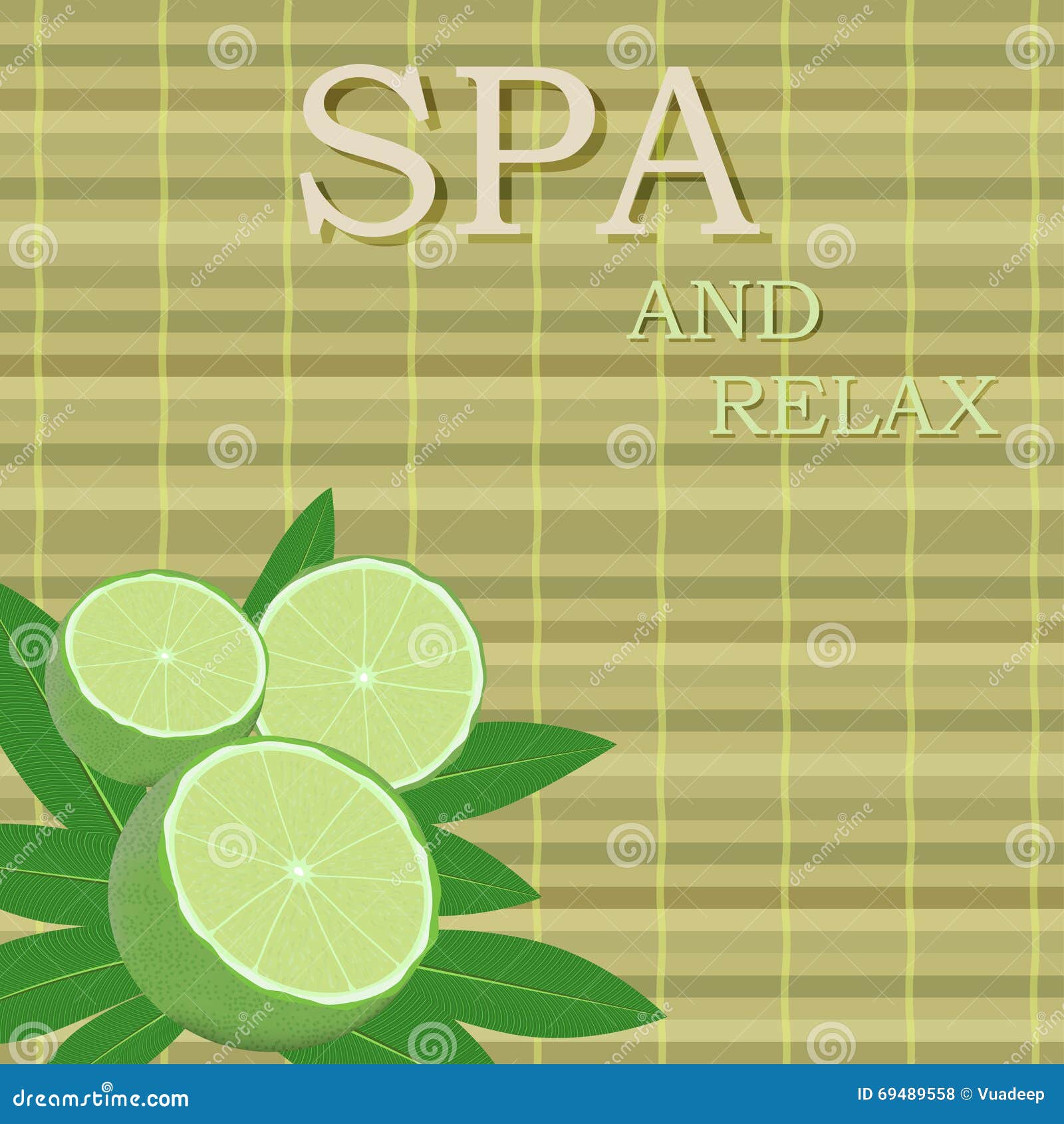Spa Leaves and Lime with Text Stock Vector - Illustration of closeup ...