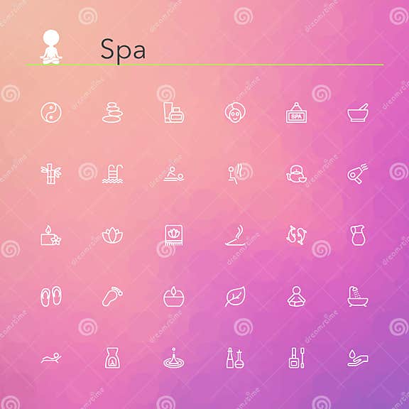 Spa linje symboler vektor illustrationer. Illustration av piktogram ...