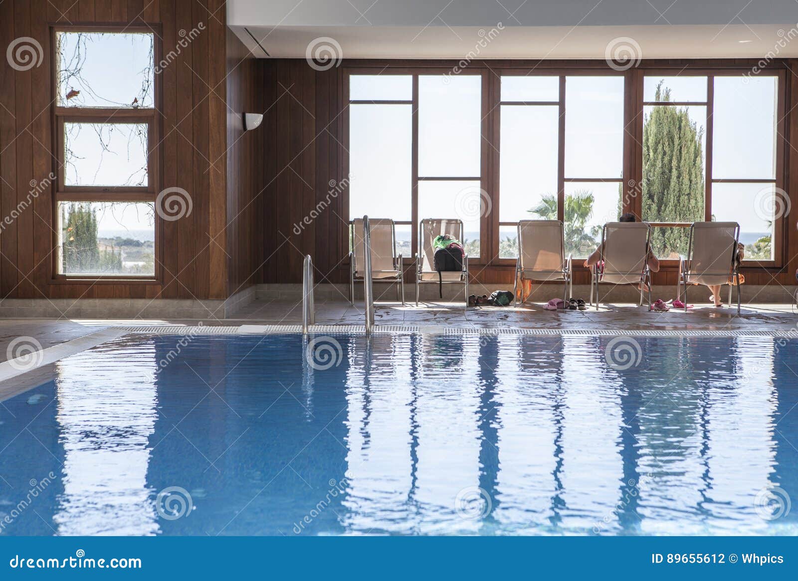 Spa Luxury Swimming Pool with Wooden Structure Skylight Stock Photo ...