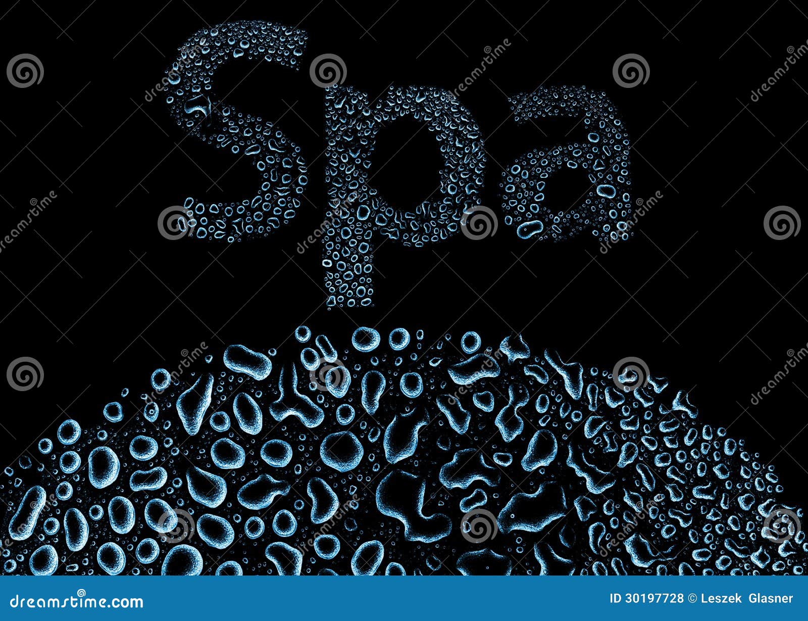 Spa Made of Water Drops, Background on Black Stock Illustration ...