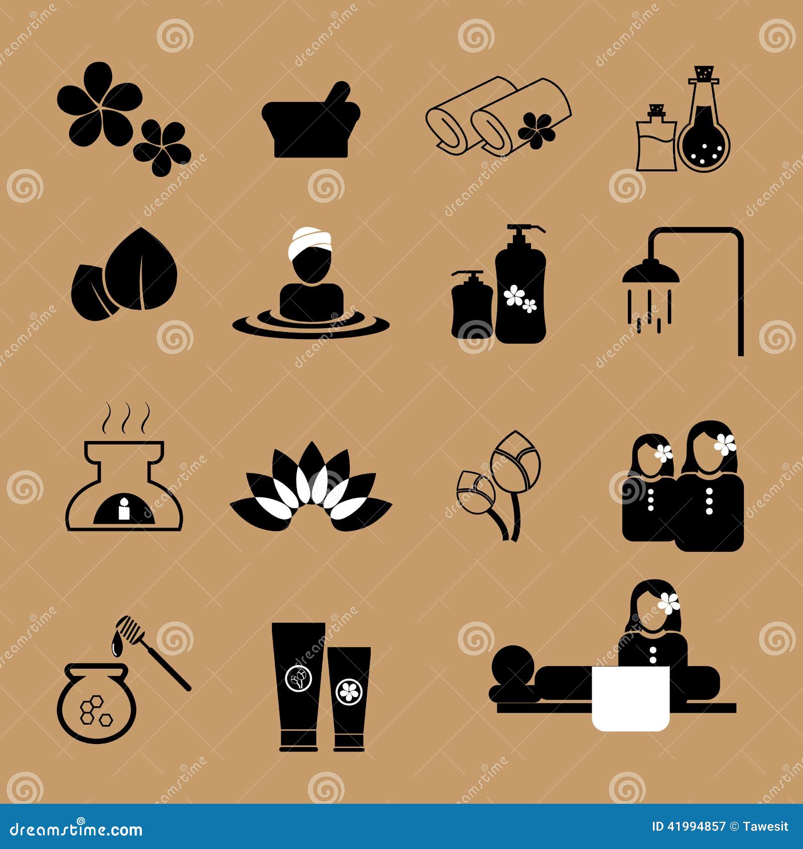 Spa massage icons set stock vector. Illustration of herbal - 41994857