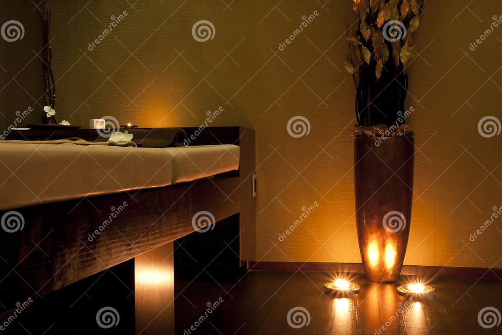 SPA massage room in gold stock image. Image of architect - 25004977