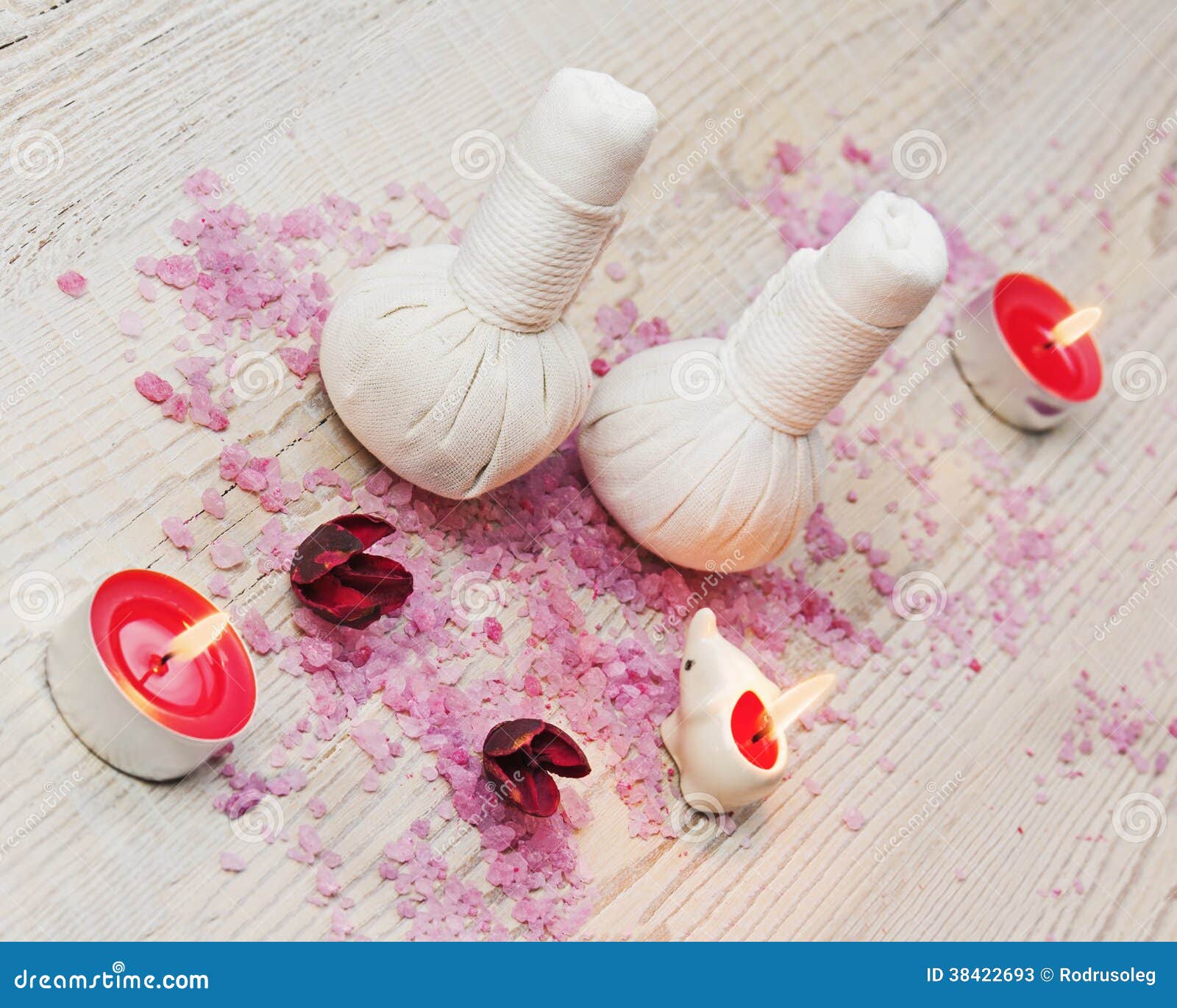 Spa Massage Setting with Thai Herbal Compress Stamps. Stock Image ...