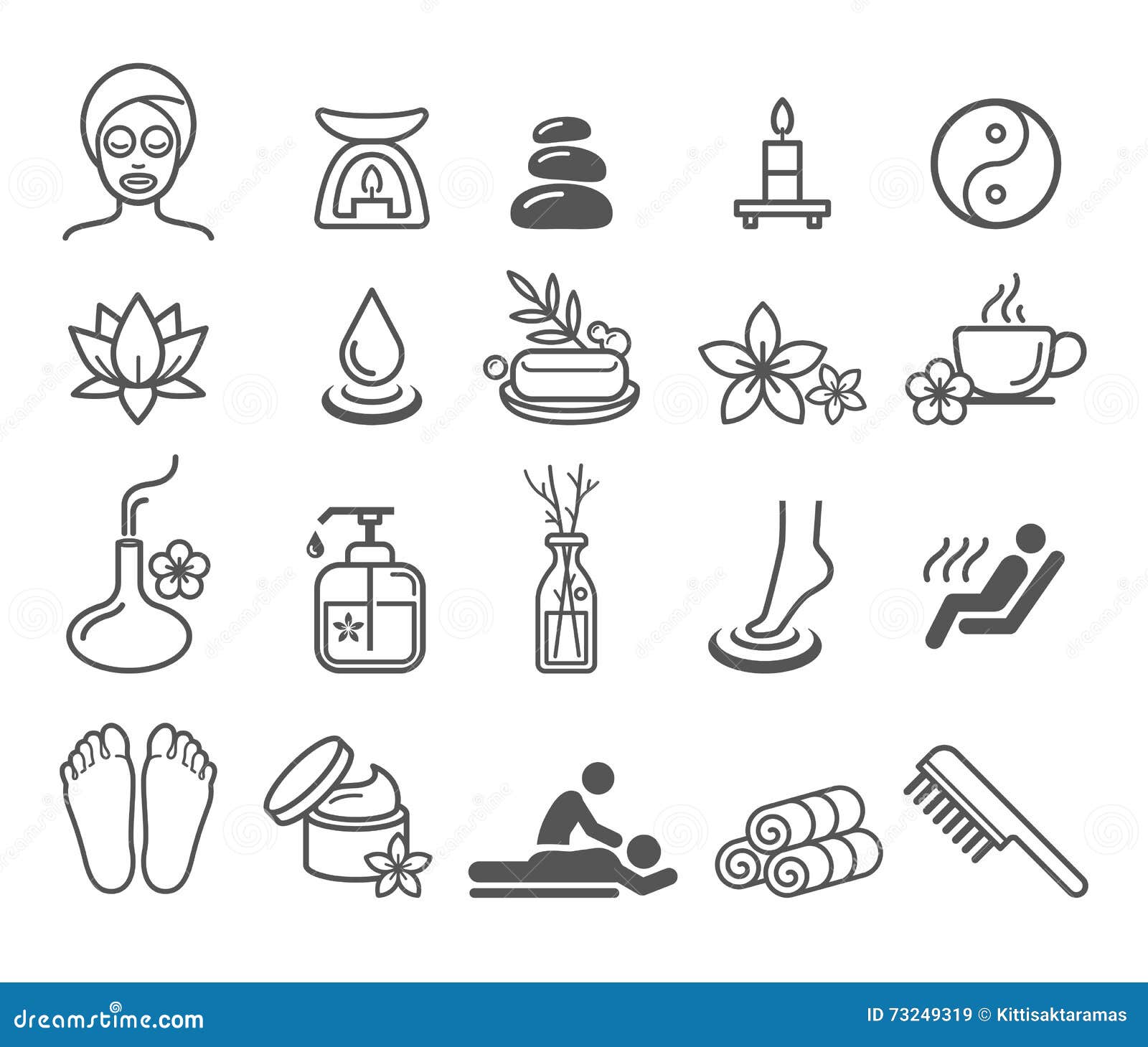 Spa Massage Therapy Cosmetics Icons Stock Vector Illustration Of