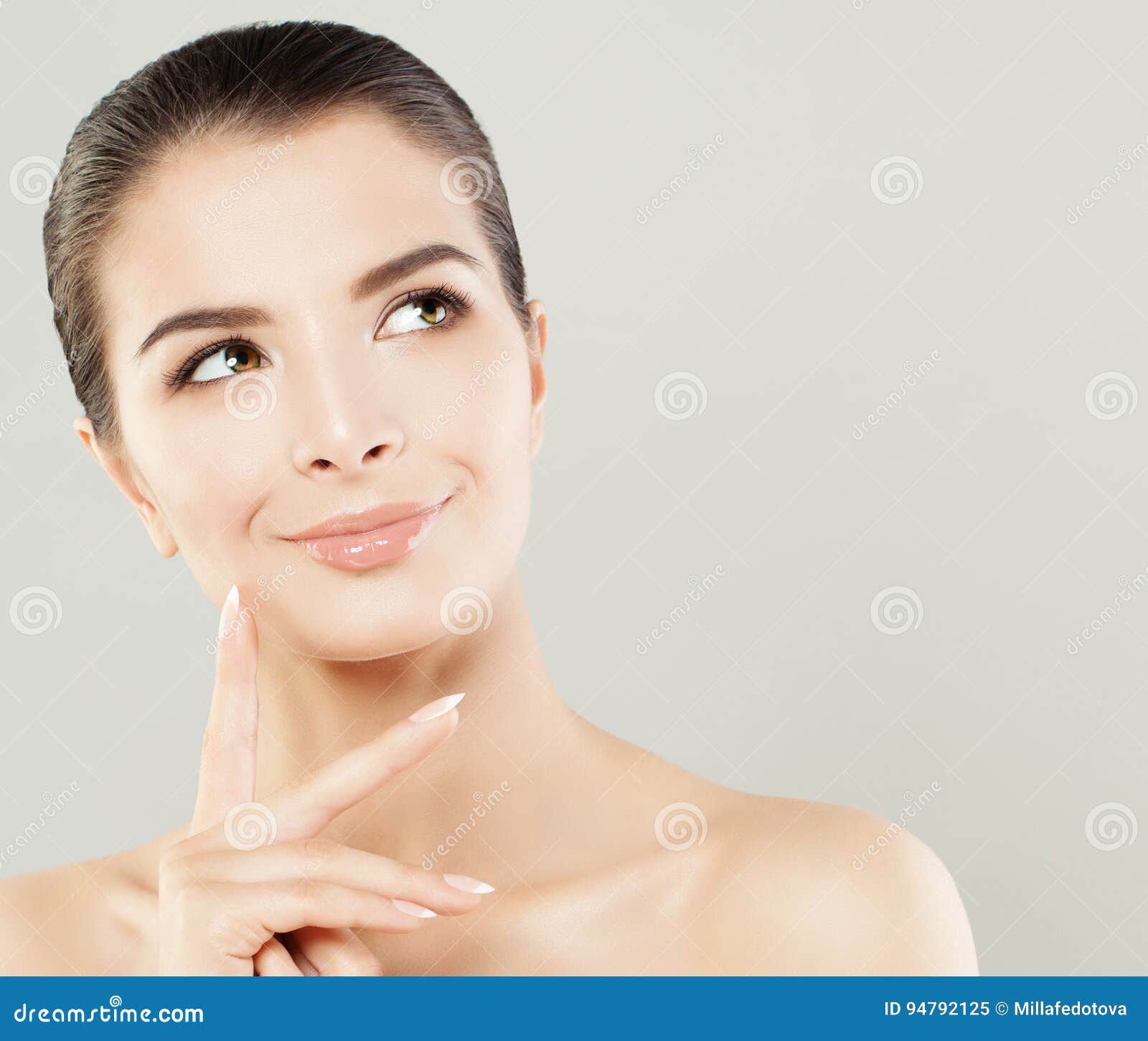 Spa Model Woman With Healthy Skin Smiling And Looking Up Stock Image