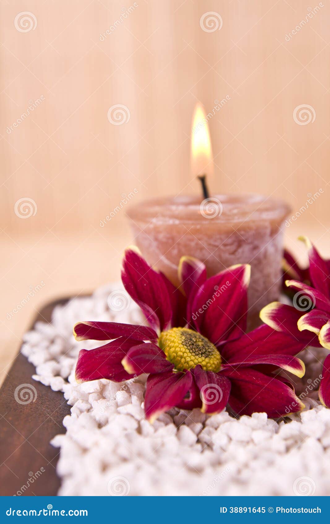 Spa Motive with Flowers and Candle Stock Image - Image of refresh ...