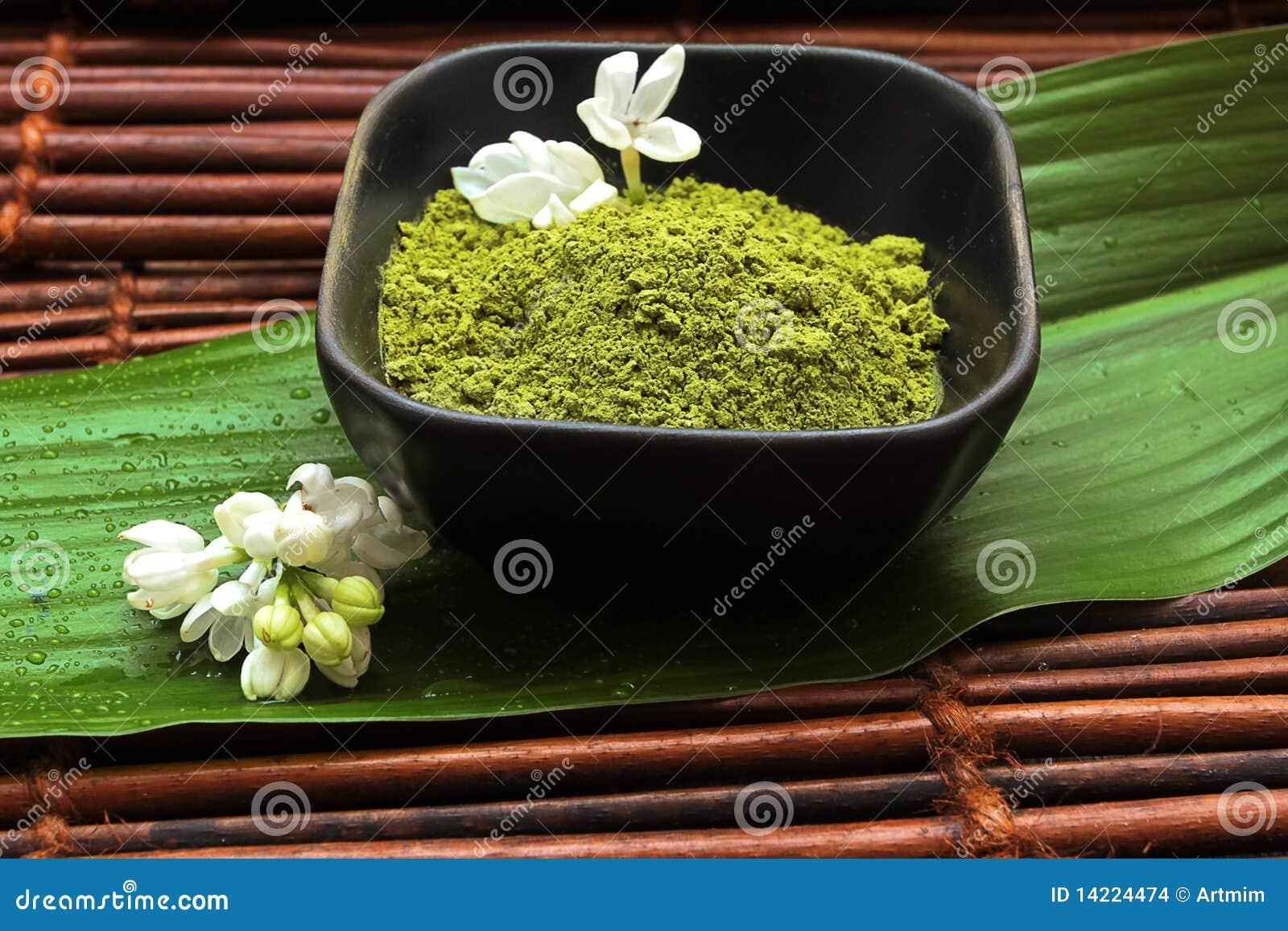 Spa Mud, White Flower and Green Leaf on Mat Stock Photo - Image of ...
