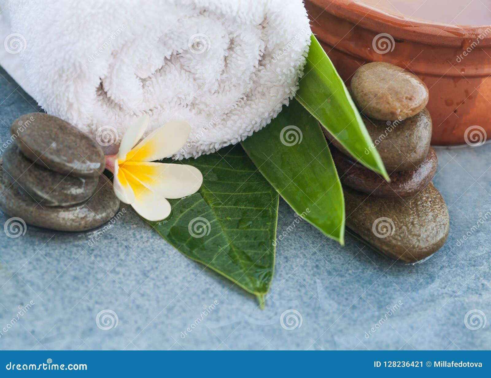 Spa Objects with Stones and Flower for Relaxation Stock Image - Image ...