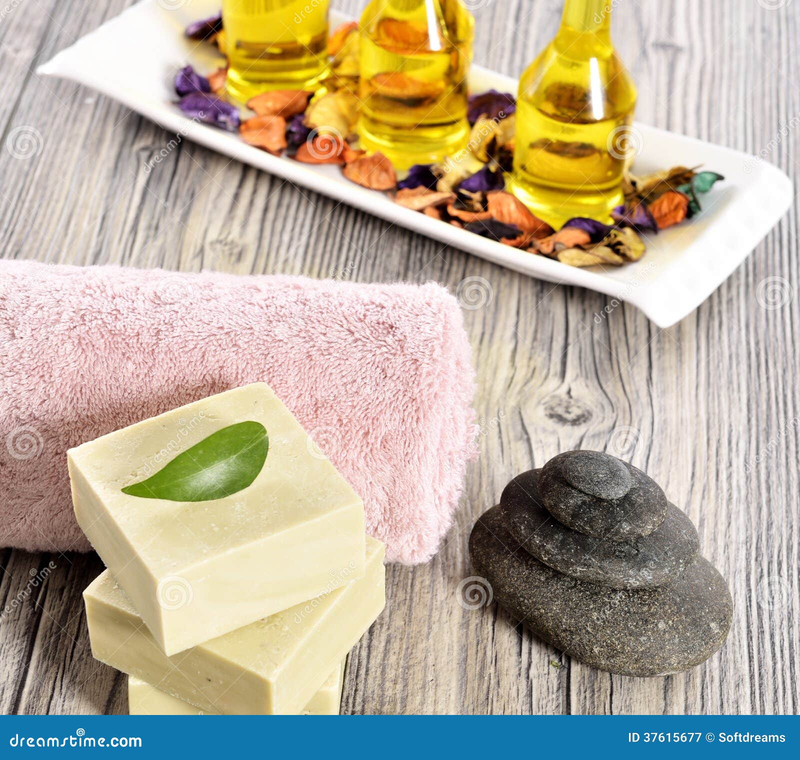 Spa Organic Soap, Stone and Towel Stock Image - Image of crystals ...