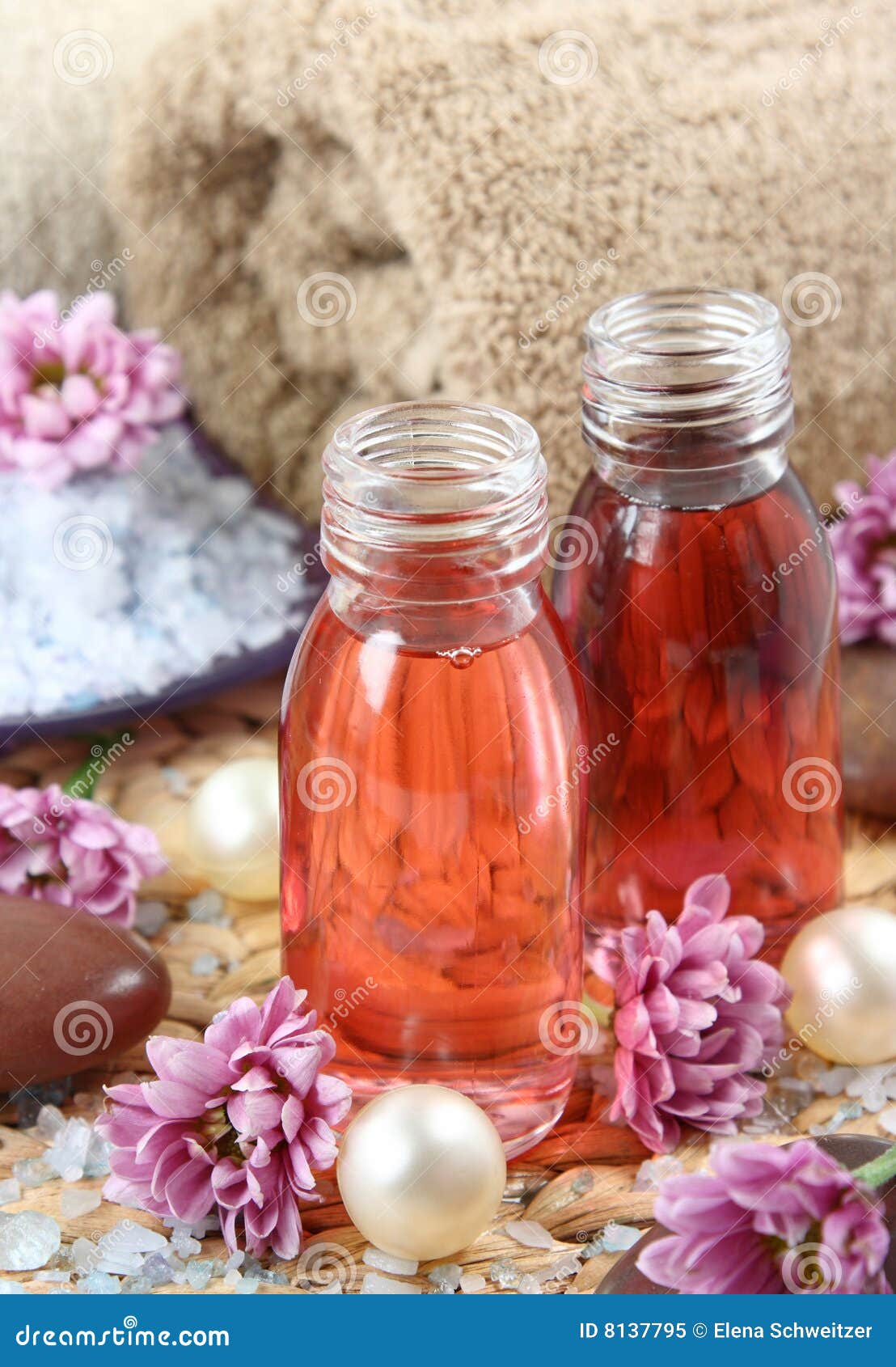 Spa with pink flowers stock image. Image of nature, organic - 8137795