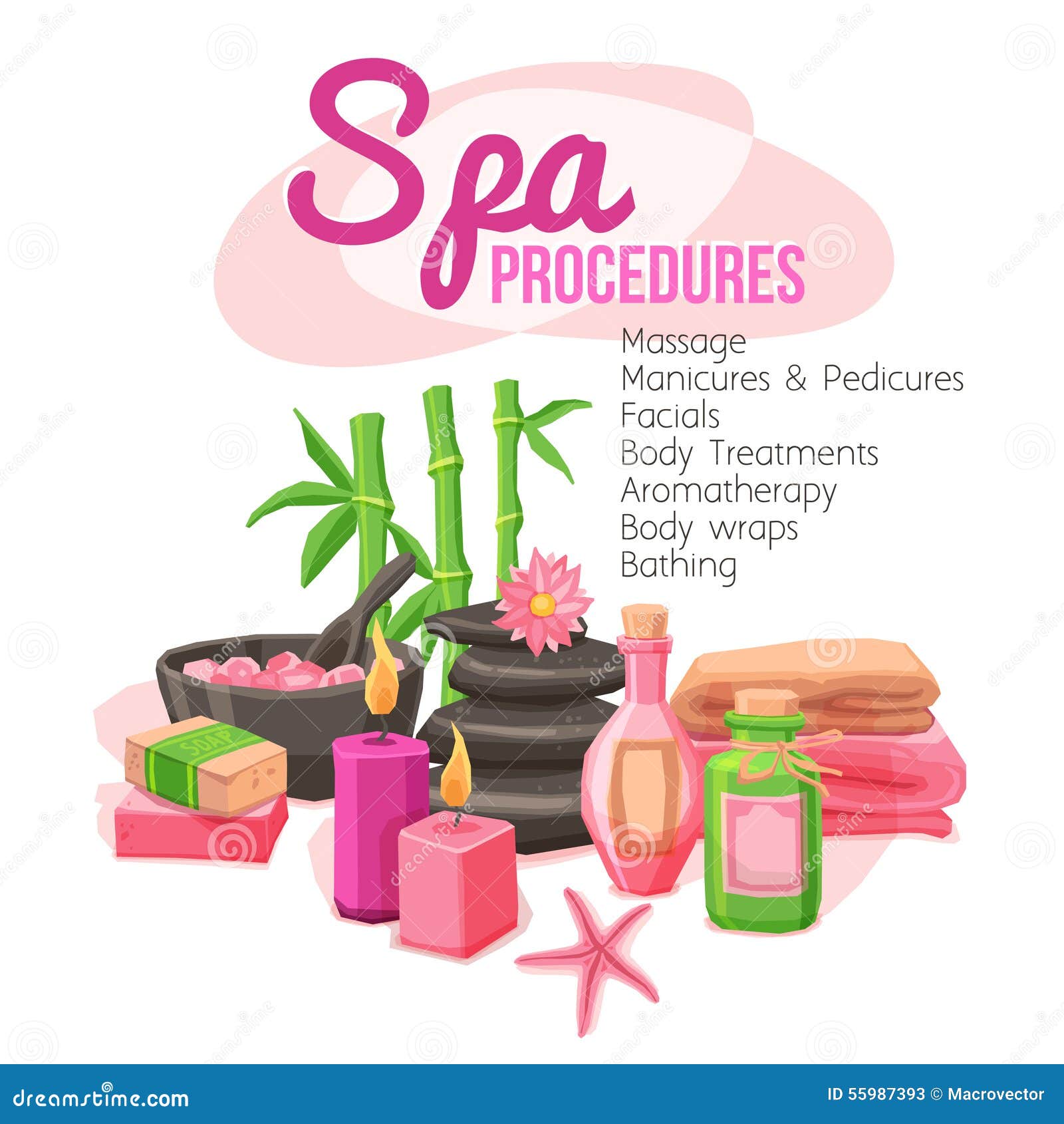Spa Procedures Illustration Stock Vector - Illustration of design, body ...