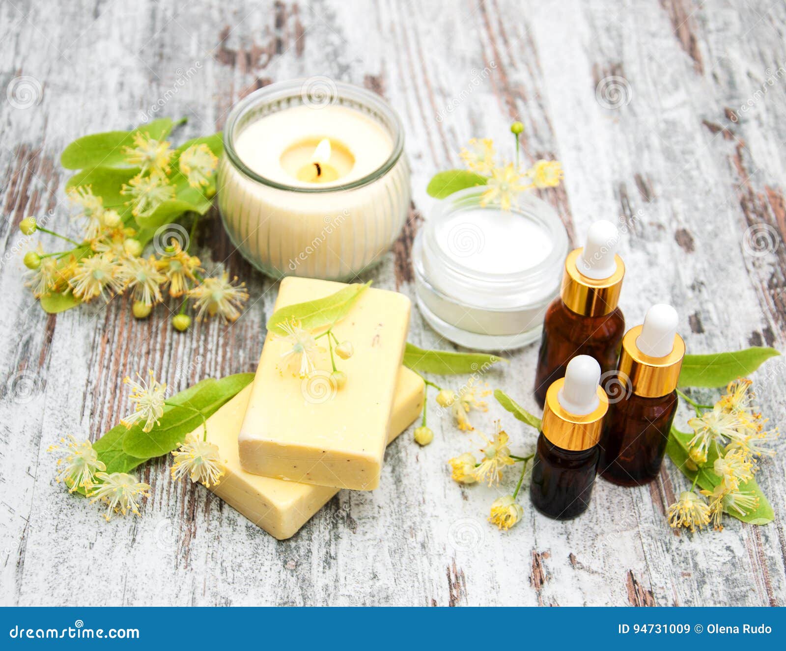 Spa Products with Linden Flowers Stock Image - Image of freshness ...