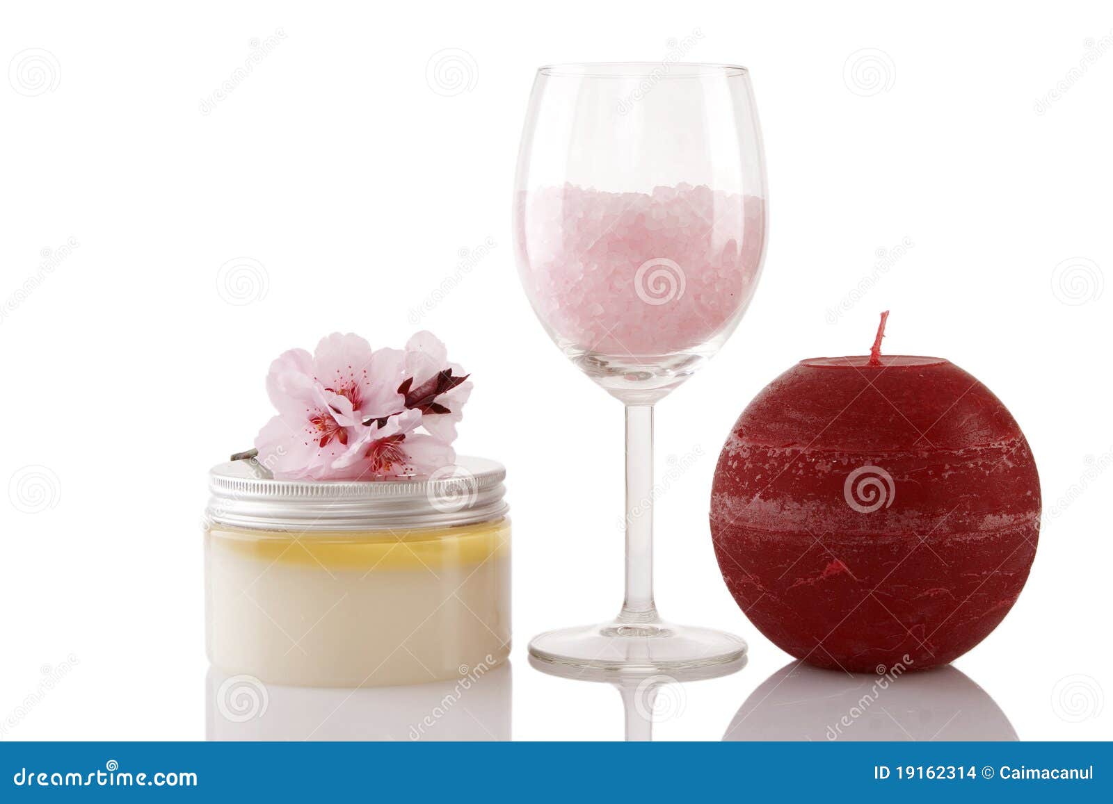 Spa products over white stock photo. Image of flowers - 19162314