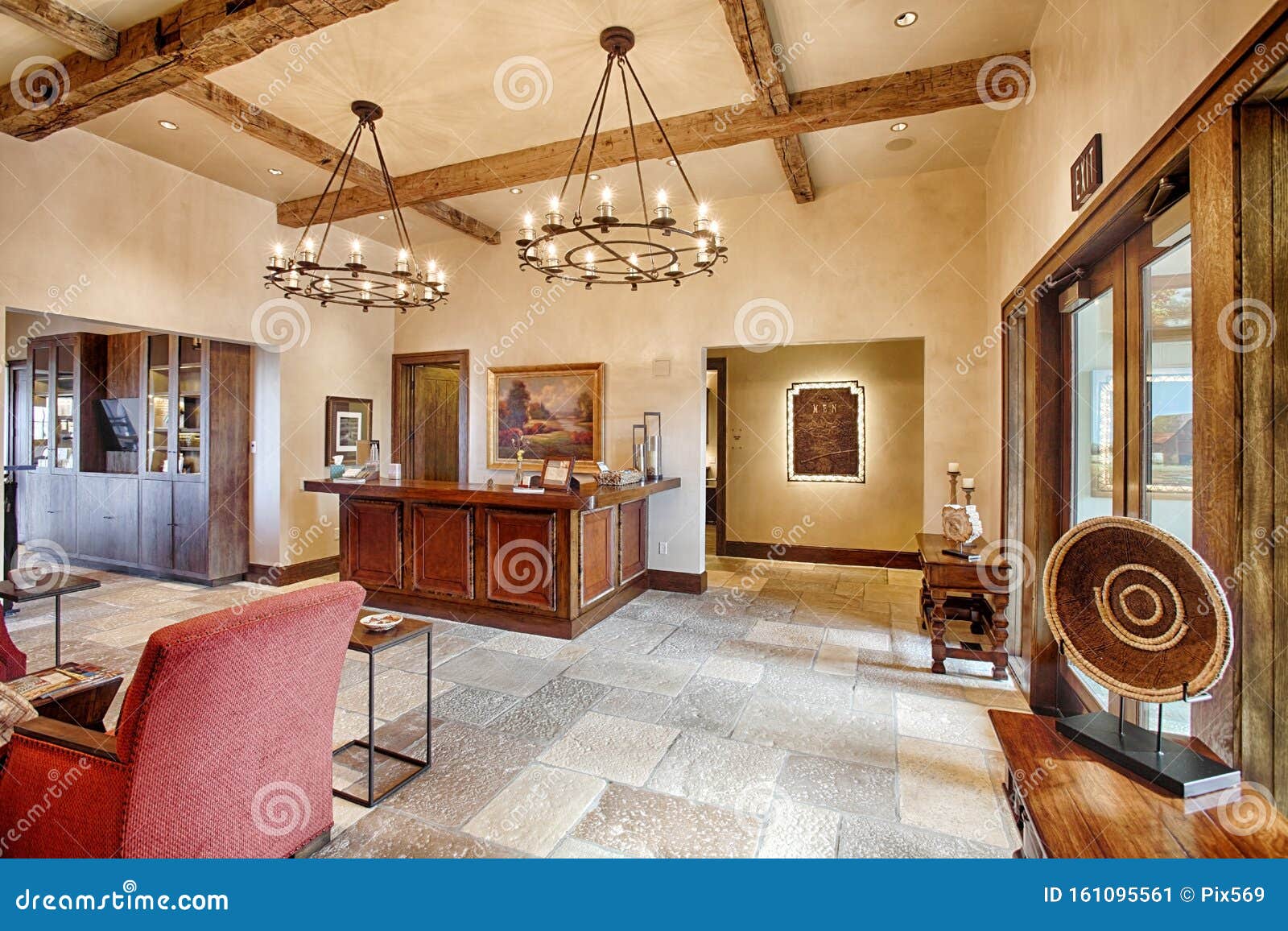 Spa Reception Area with Counter and Waiting Area. Stock Image - Image ...