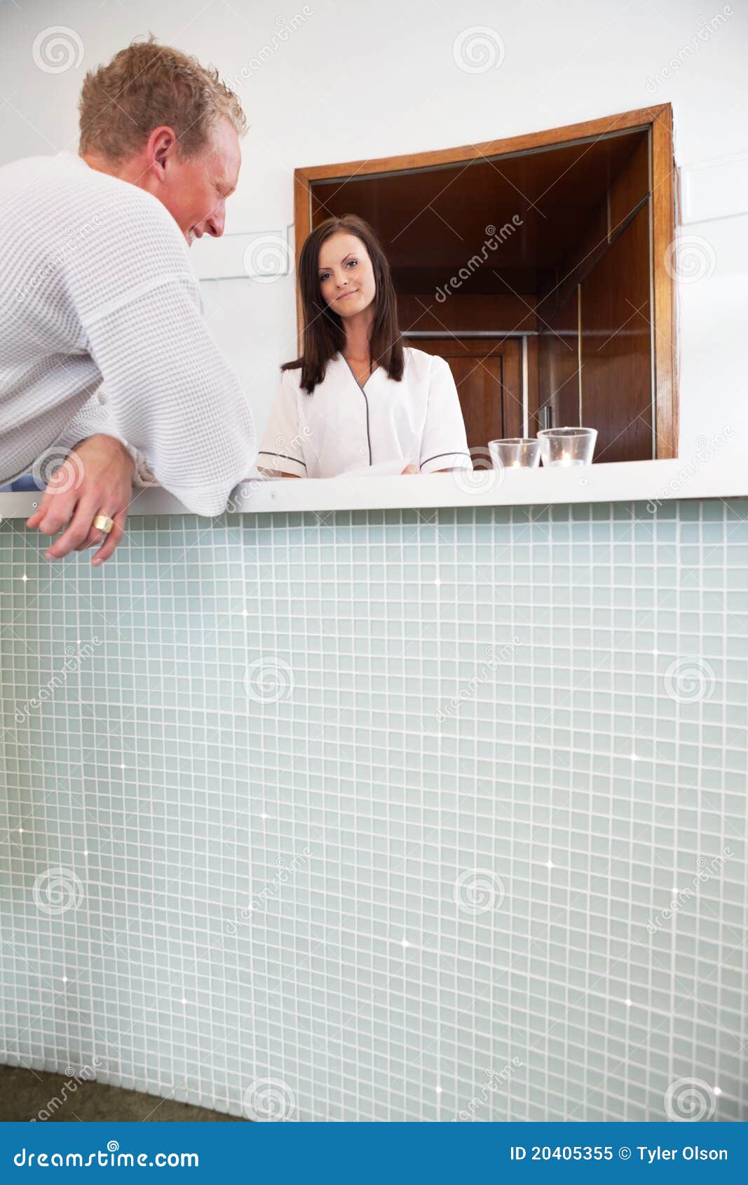 Spa Receptionist with a Male Customer at Spa Stock Image - Image of ...