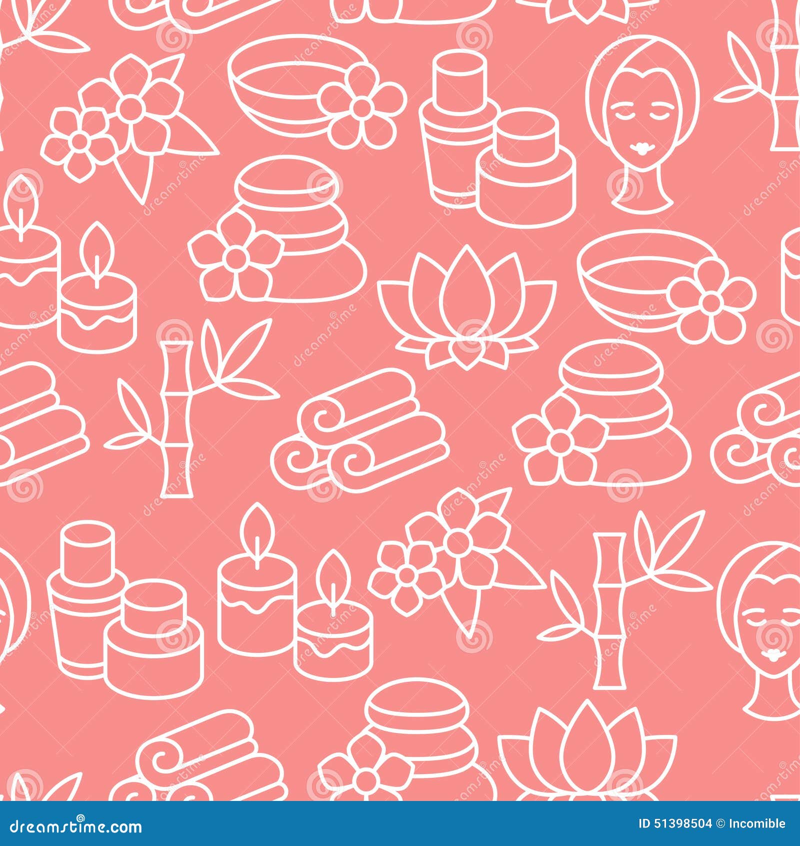 Spa and Recreation Seamless Pattern with Icons in Stock Vector ...