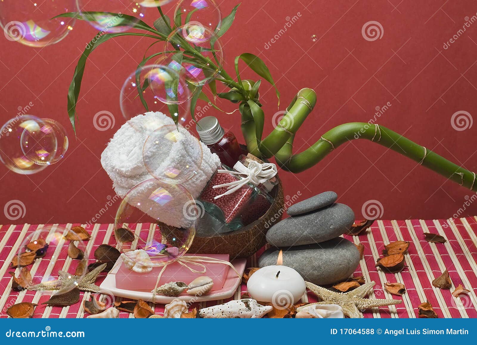 Spa in red with bubbles. stock photo. Image of fresh - 17064588