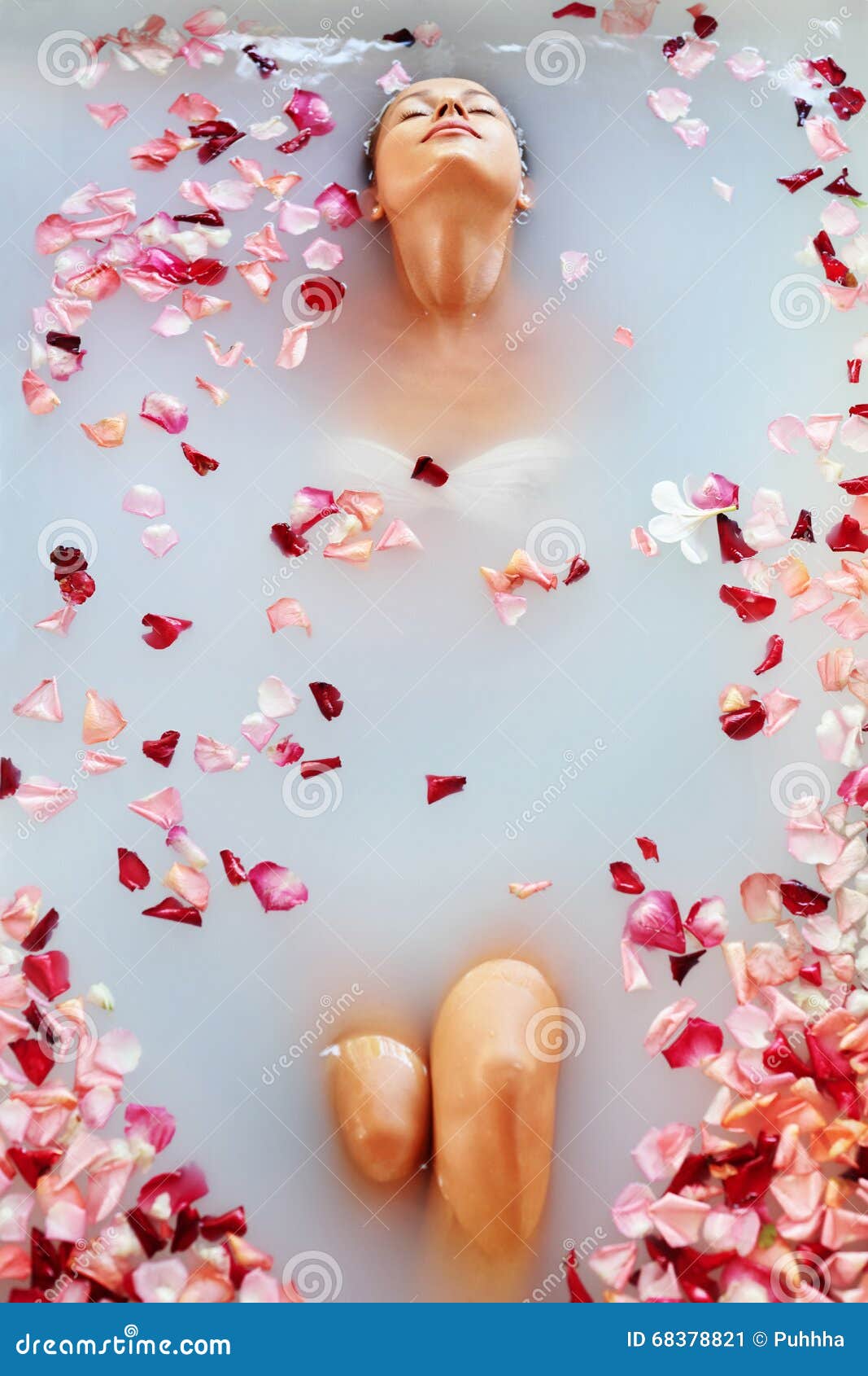 Spa Relax Flower Bath Woman Health Beauty Treatment Body Care Stock