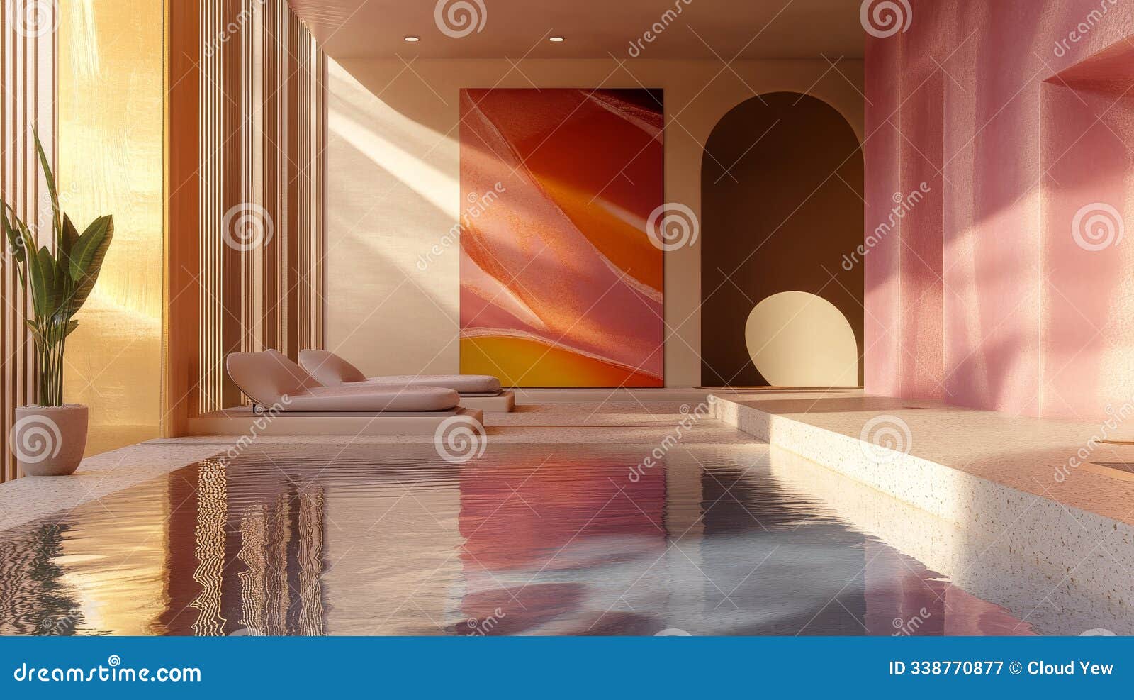 Spa Relaxation Scene with a Bold Abstract Design. Stock Illustration ...