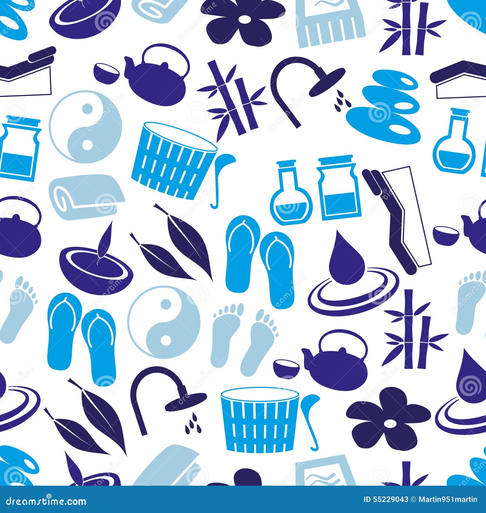 Spa and Relaxation Simple Blue Seamless Pattern Eps10 Stock Vector ...
