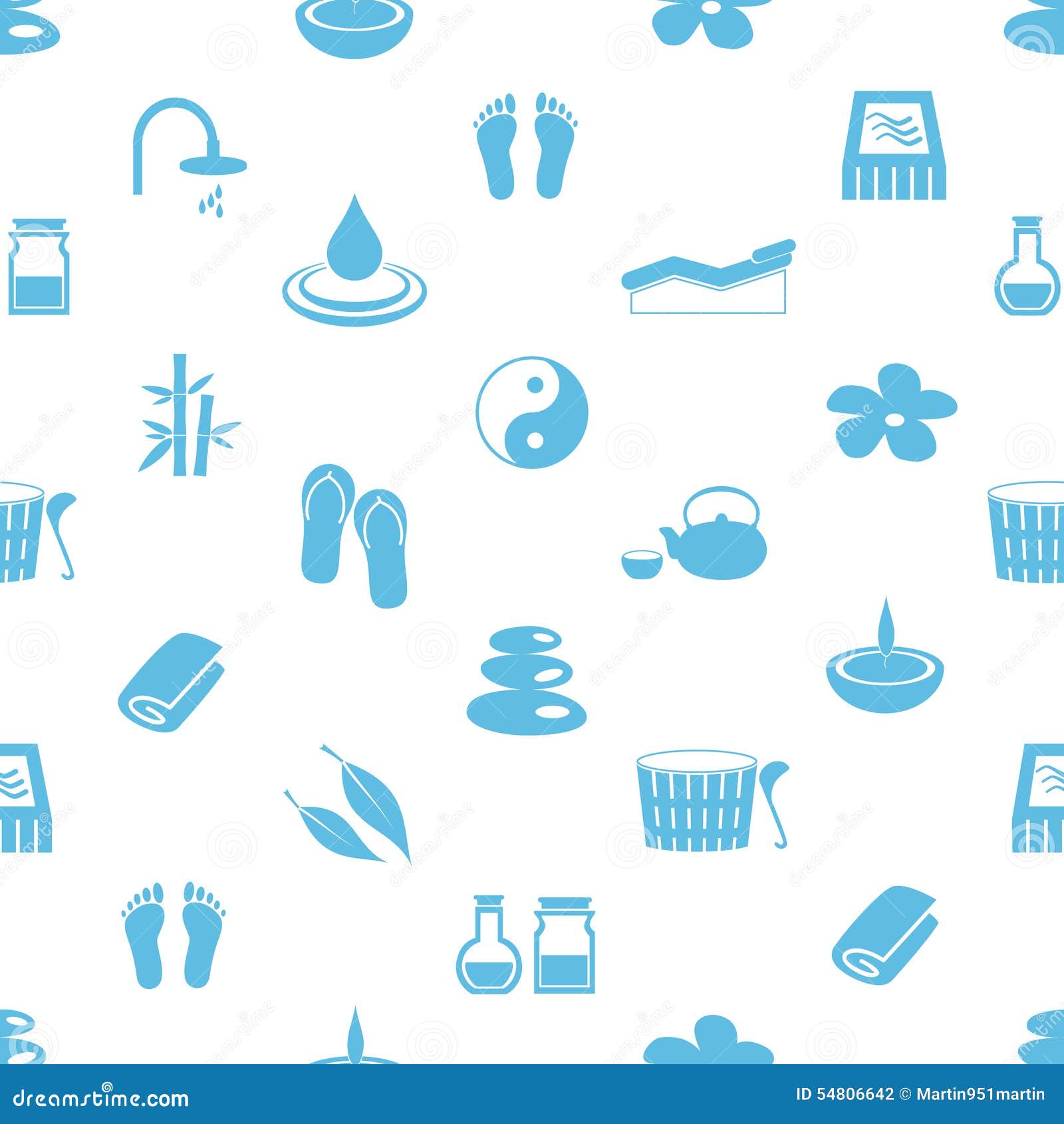Spa and Relaxation Simple Blue and White Seamless Pattern Eps10 Stock ...