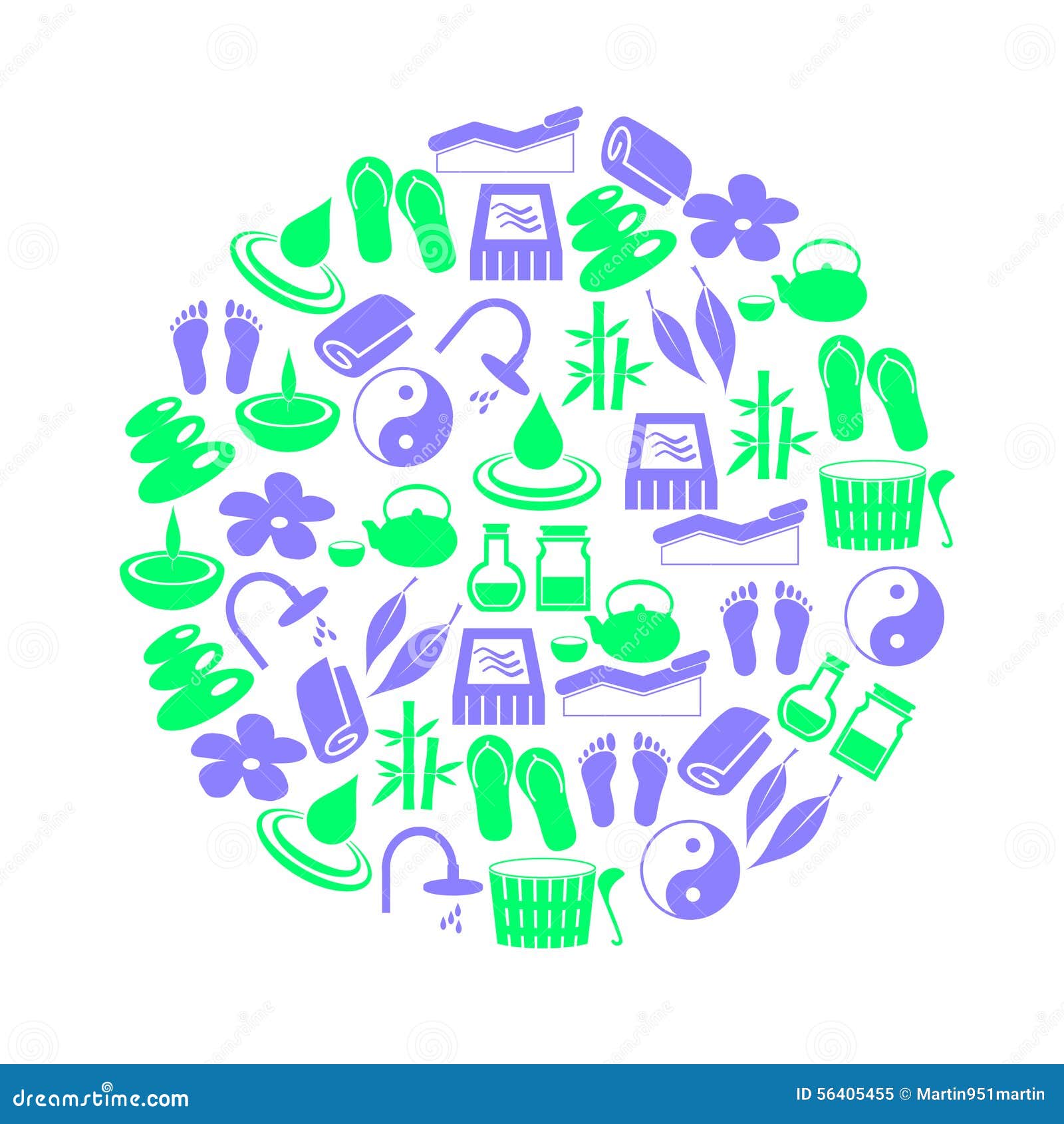 Spa and Relaxation Simple Color Icons in Circle Eps10 Stock Vector ...