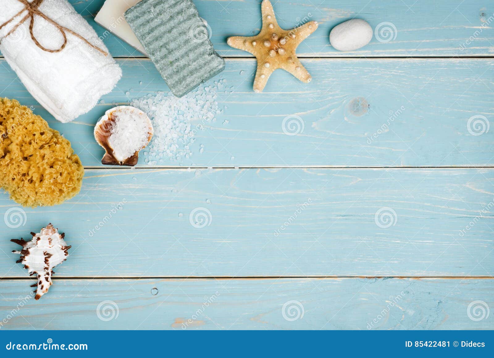 Spa Resort Concept on Blue Wooden Background with Copy Space Stock ...