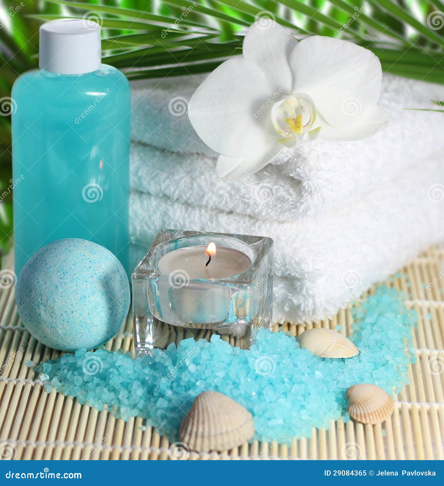 Spa Ritual Bath Complete with Beautiful White Orchid Stock Image ...