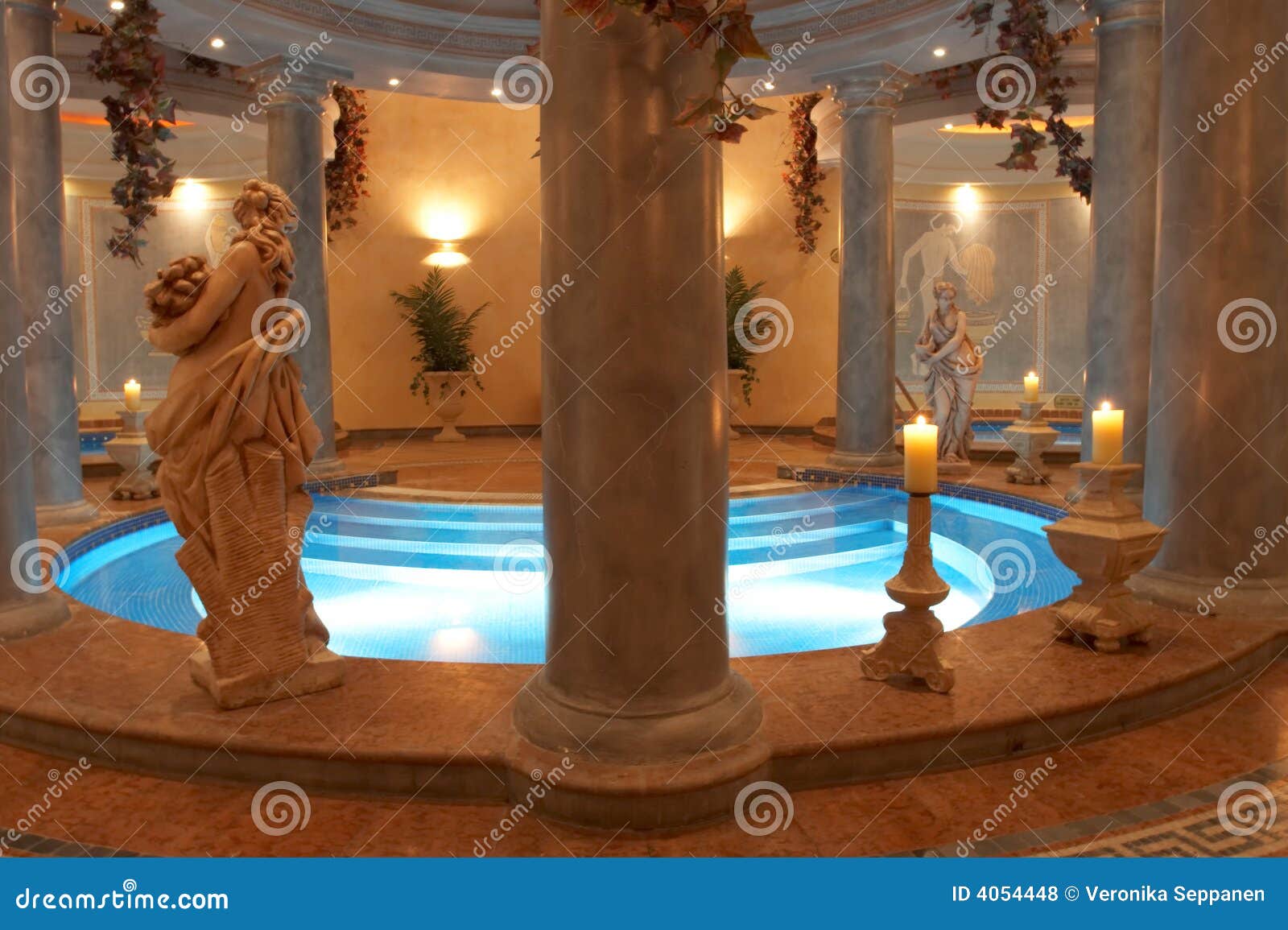 Spa with Roman Columns stock photo. Image of lamp, blue - 4054448