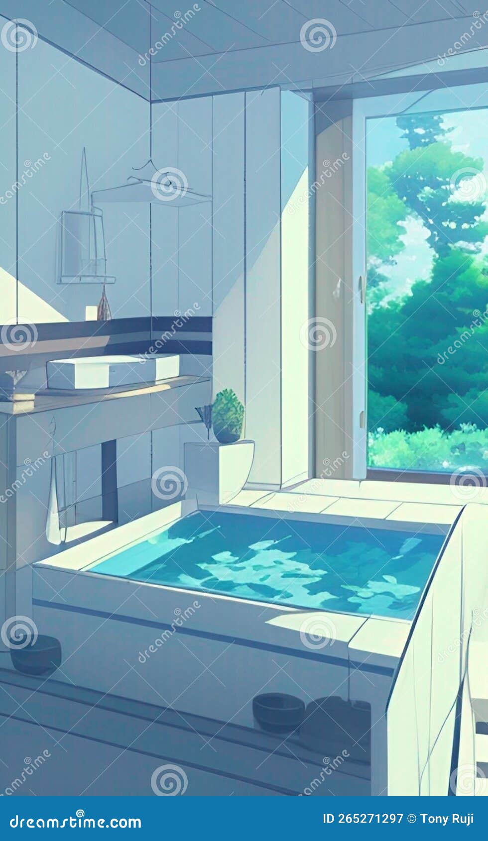 The Spa Room Offers Natural Views through Large Windows. Stock Image ...