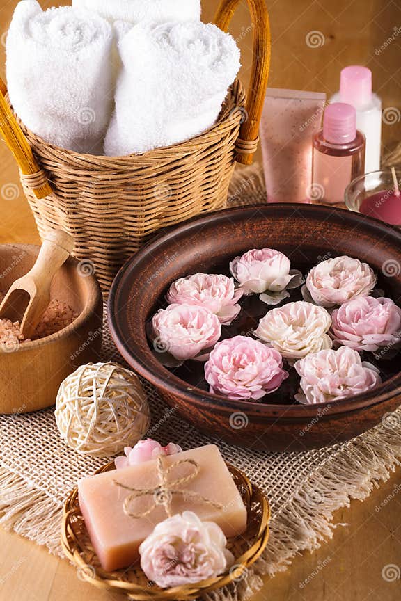 Spa with roses stock image. Image of health, beautiful - 27671071