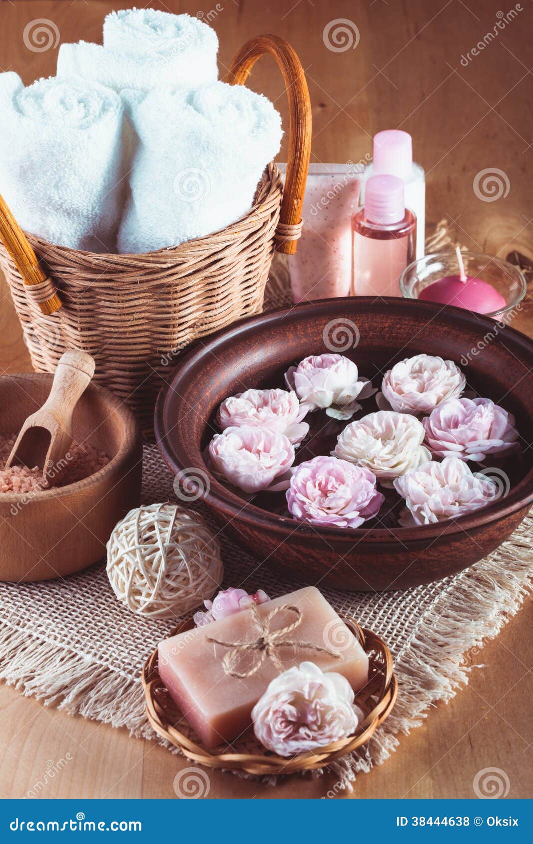 Spa with roses stock photo. Image of herbal, nature, clean - 38444638