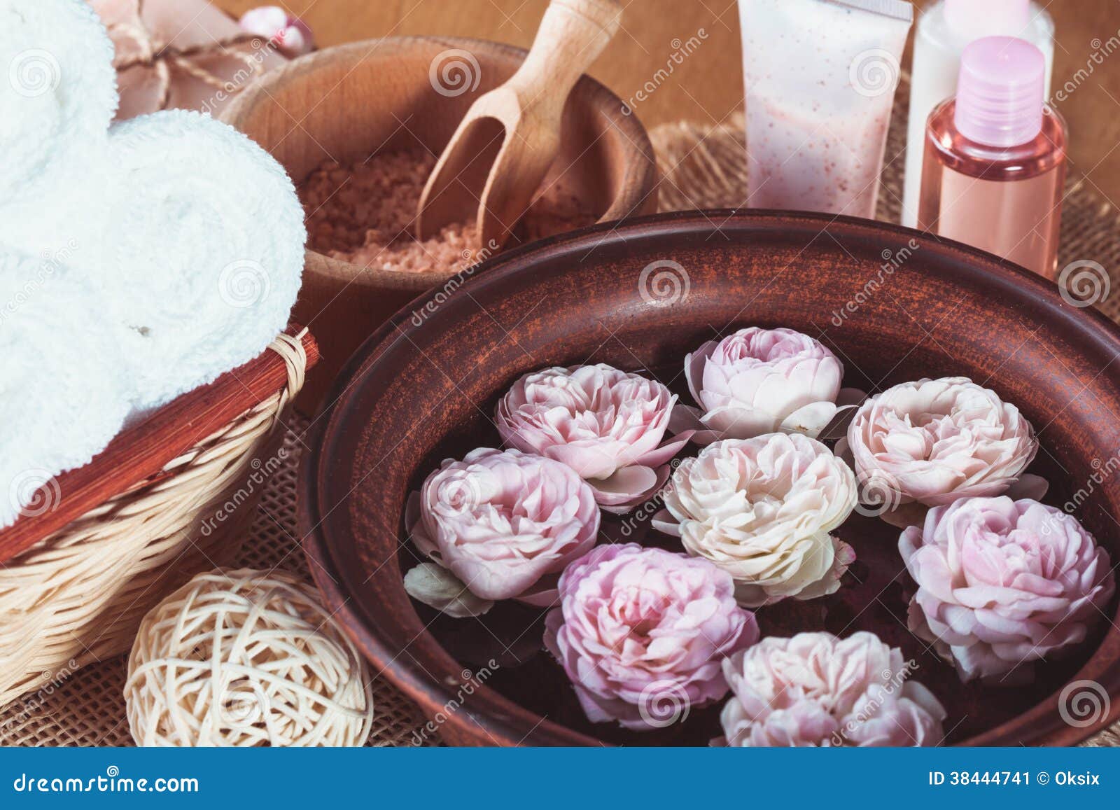 Spa with roses stock image. Image of flower, aromatherapy - 38444741