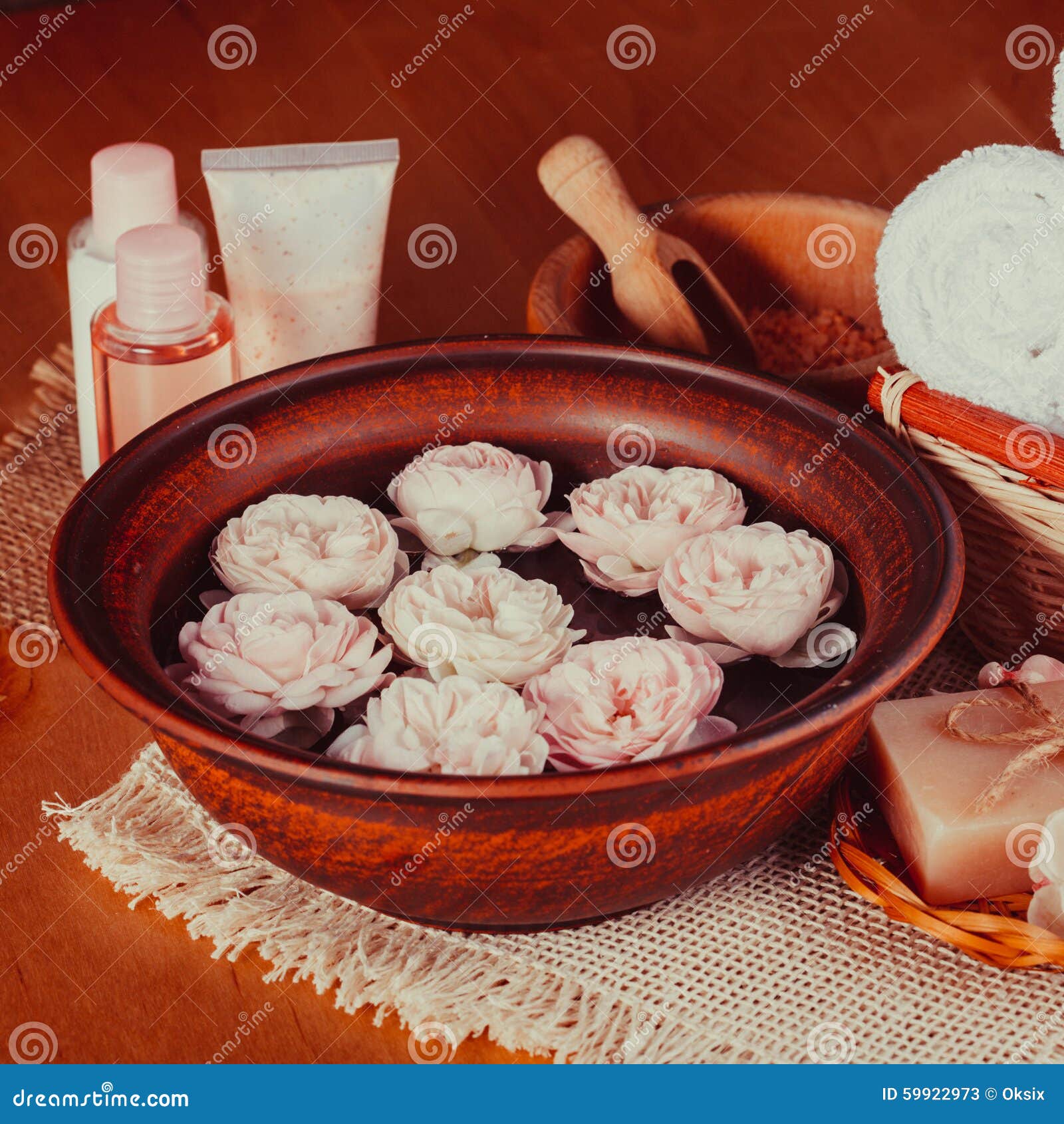 Spa with roses stock image. Image of alternative, aromatic - 59922973