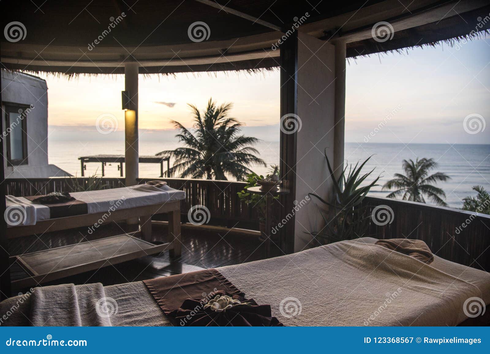 Spa salon with beach view stock image. Image of travel - 123368567