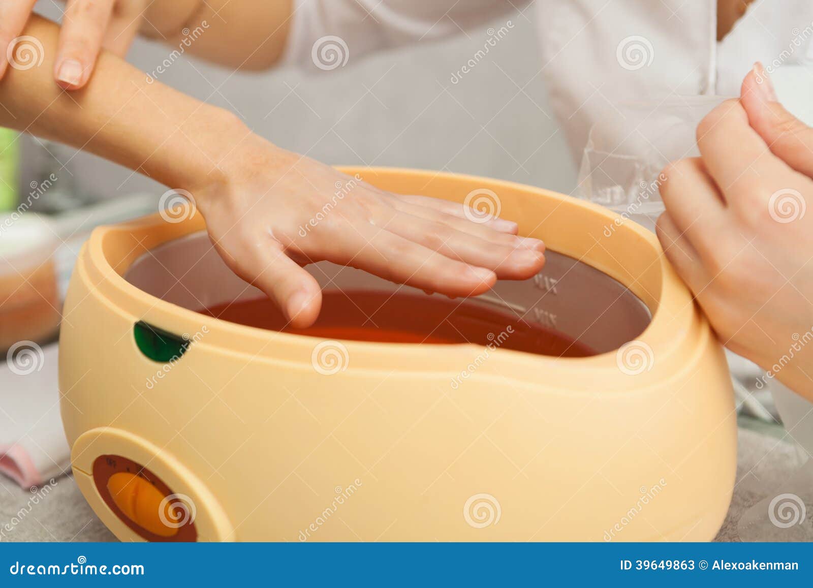 Spa Salon. Manicure. Paraffin Hand Bath. Stock Image - Image of ...