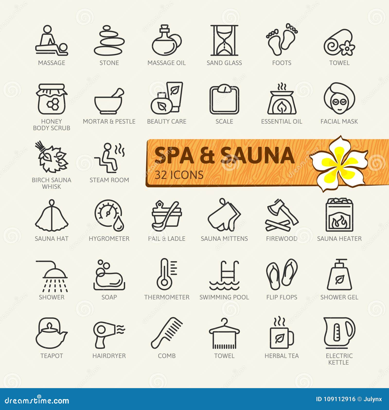 Spa And Sauna Steam Bath Minimal Thin Line Web Icon Set Outline