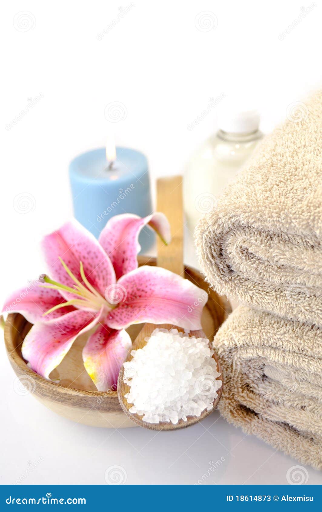 Spa set stock image. Image of pink, care, massage, bottle - 18614873