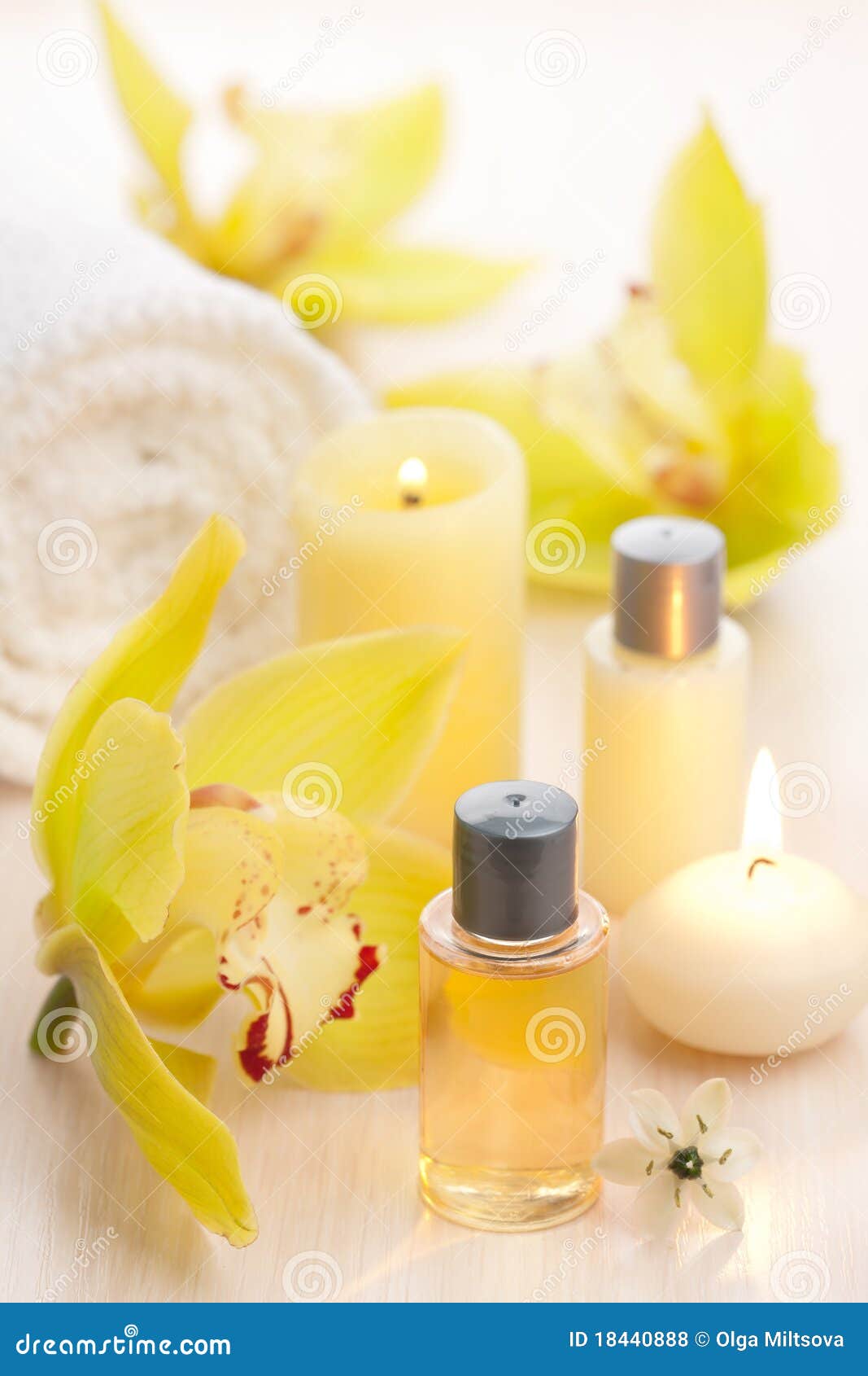 Spa Set with Essential Oils and Flowers Stock Photo - Image of comfort ...