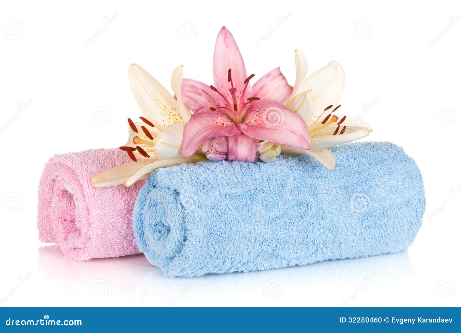 Spa Setting with Colorful Lily Flowers Stock Photo - Image of ...
