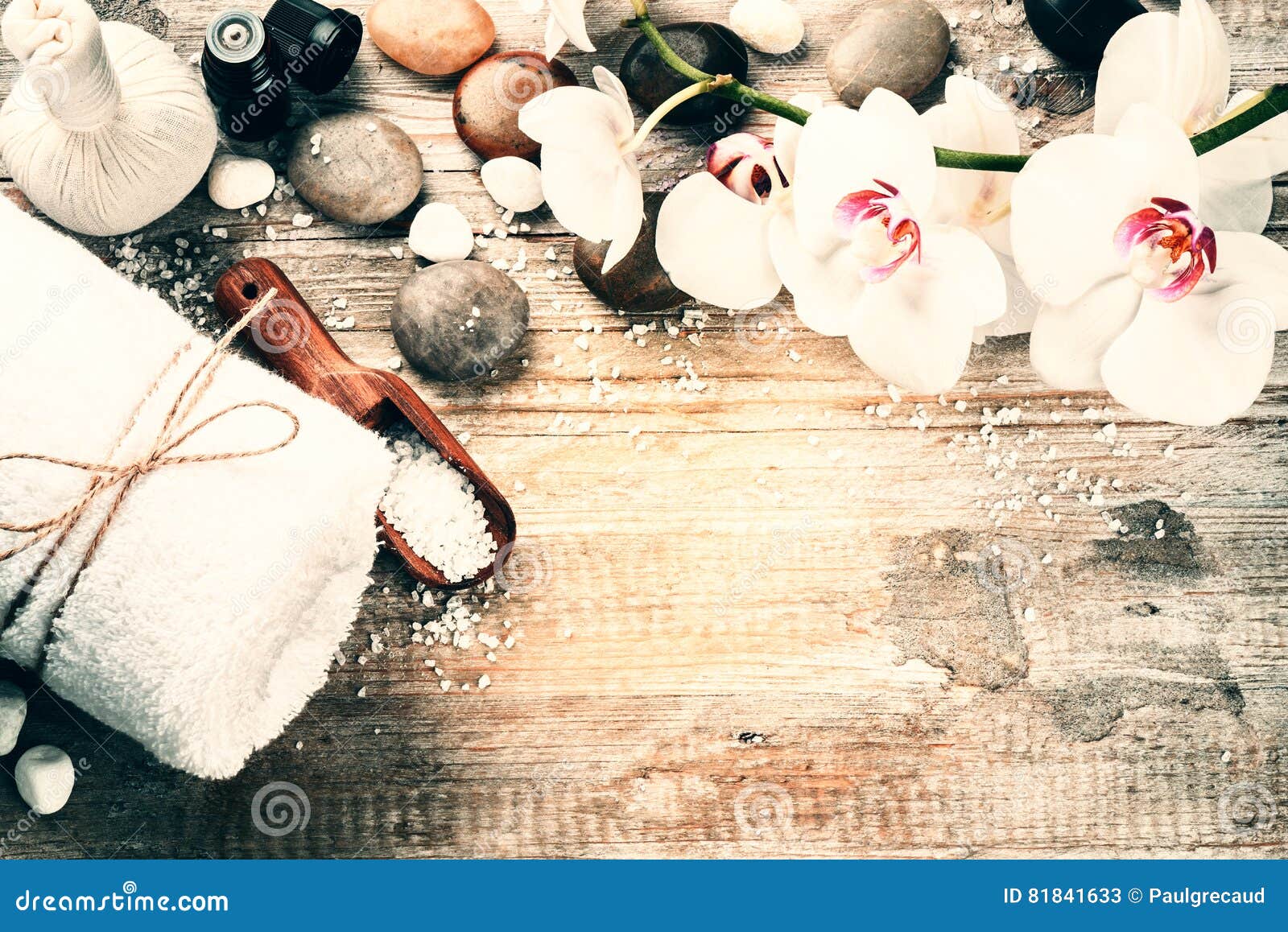 Spa Setting with Herbal Massage Ball and Essential Oil. Wellness Stock ...