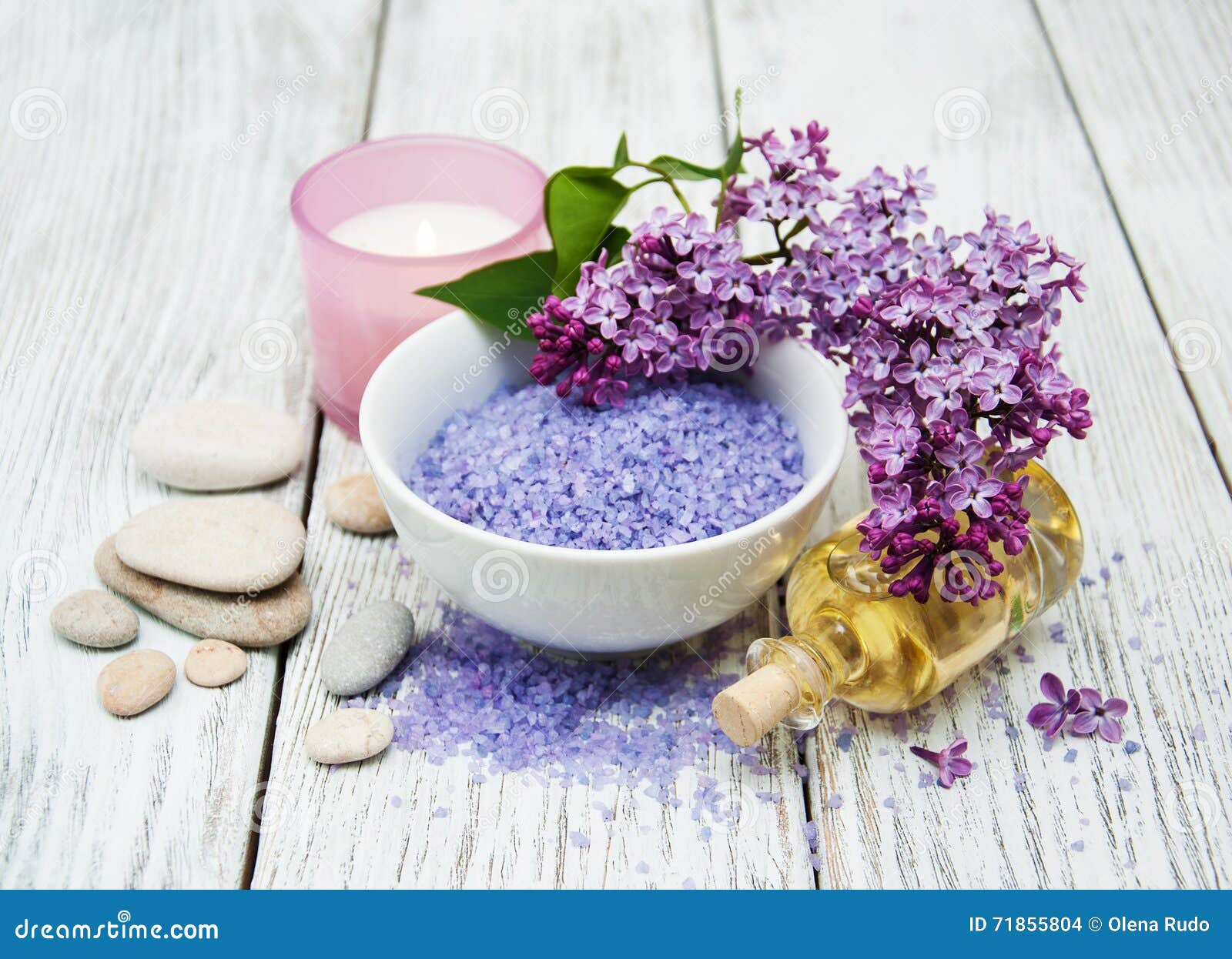 Spa Setting with Lilac Flowers Stock Photo - Image of alternative ...