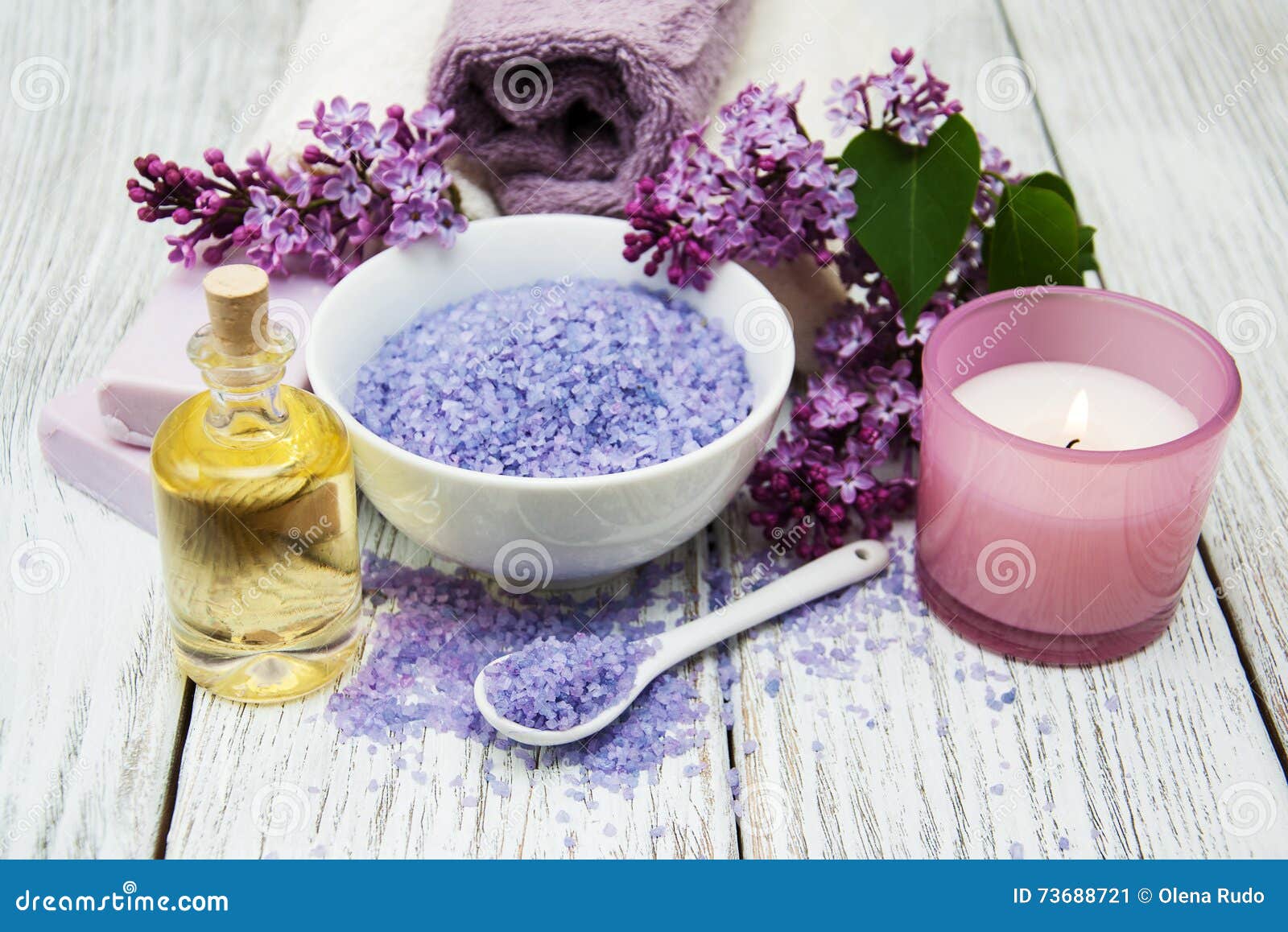 Spa Setting with Lilac Flowers Stock Image - Image of beauty, essential ...
