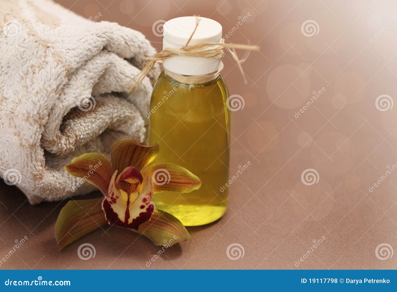Spa Setting with Massage Oil Stock Photo - Image of horizontal, detail ...