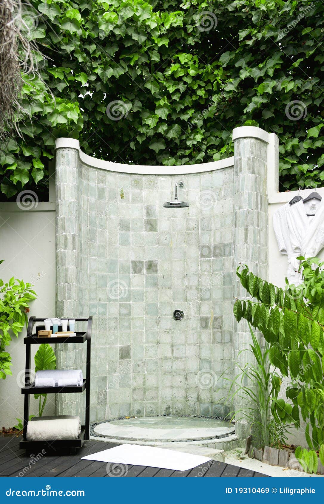 Spa shower area outside stock image. Image of nature - 19310469