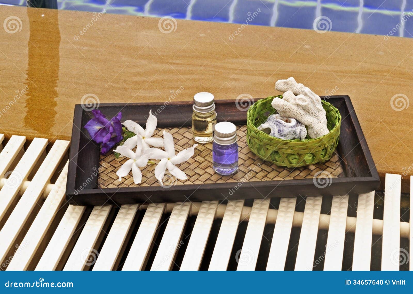 Spa still life at pool stock photo. Image of aromatherapy - 34657640