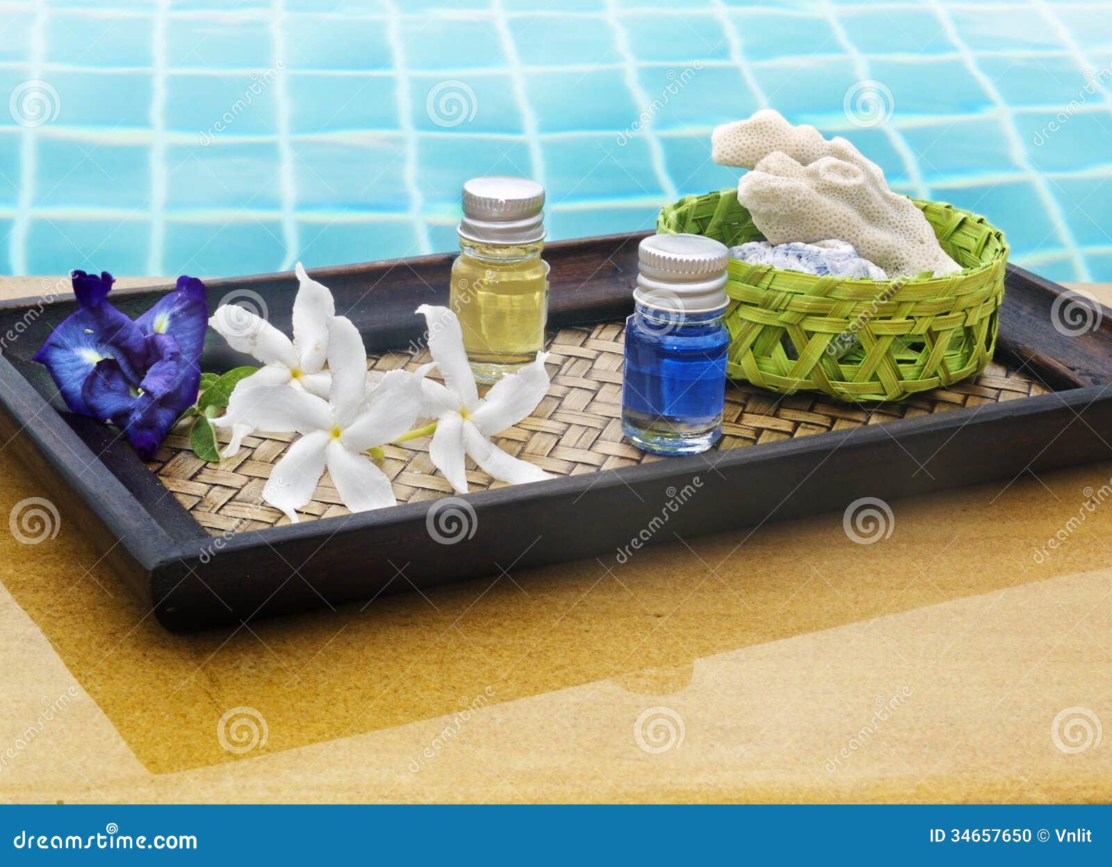 Spa still life at pool stock photo. Image of stone, aromatherapy - 34657650